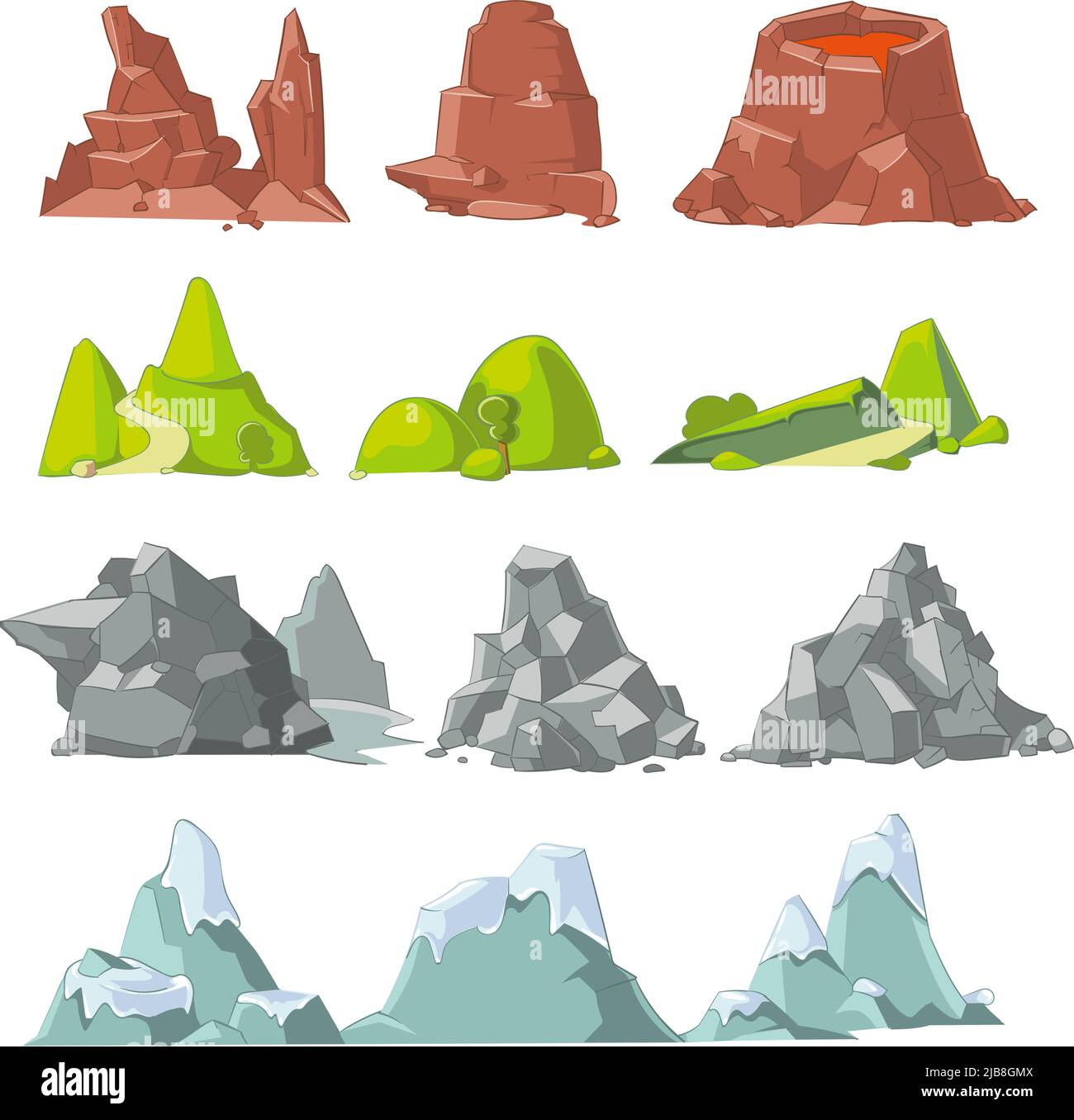 Hills and mountains cartoon vector set. Hill nature, element for ...