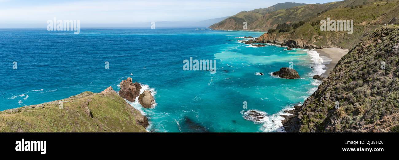 Panoramic view along the California coast line in summer time Stock ...