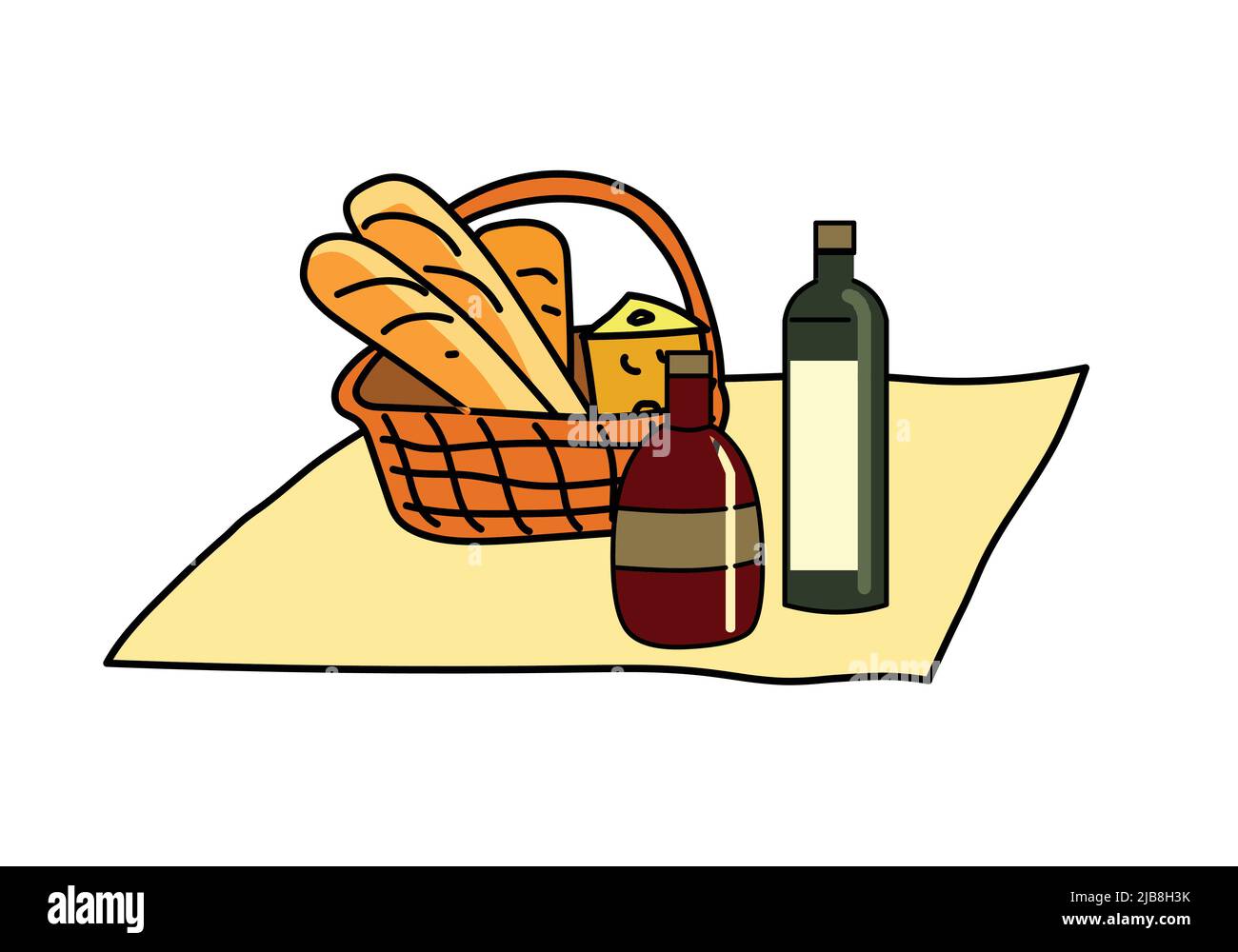 Picnic outdoor food with wine bottles Stock Vector Image & Art - Alamy