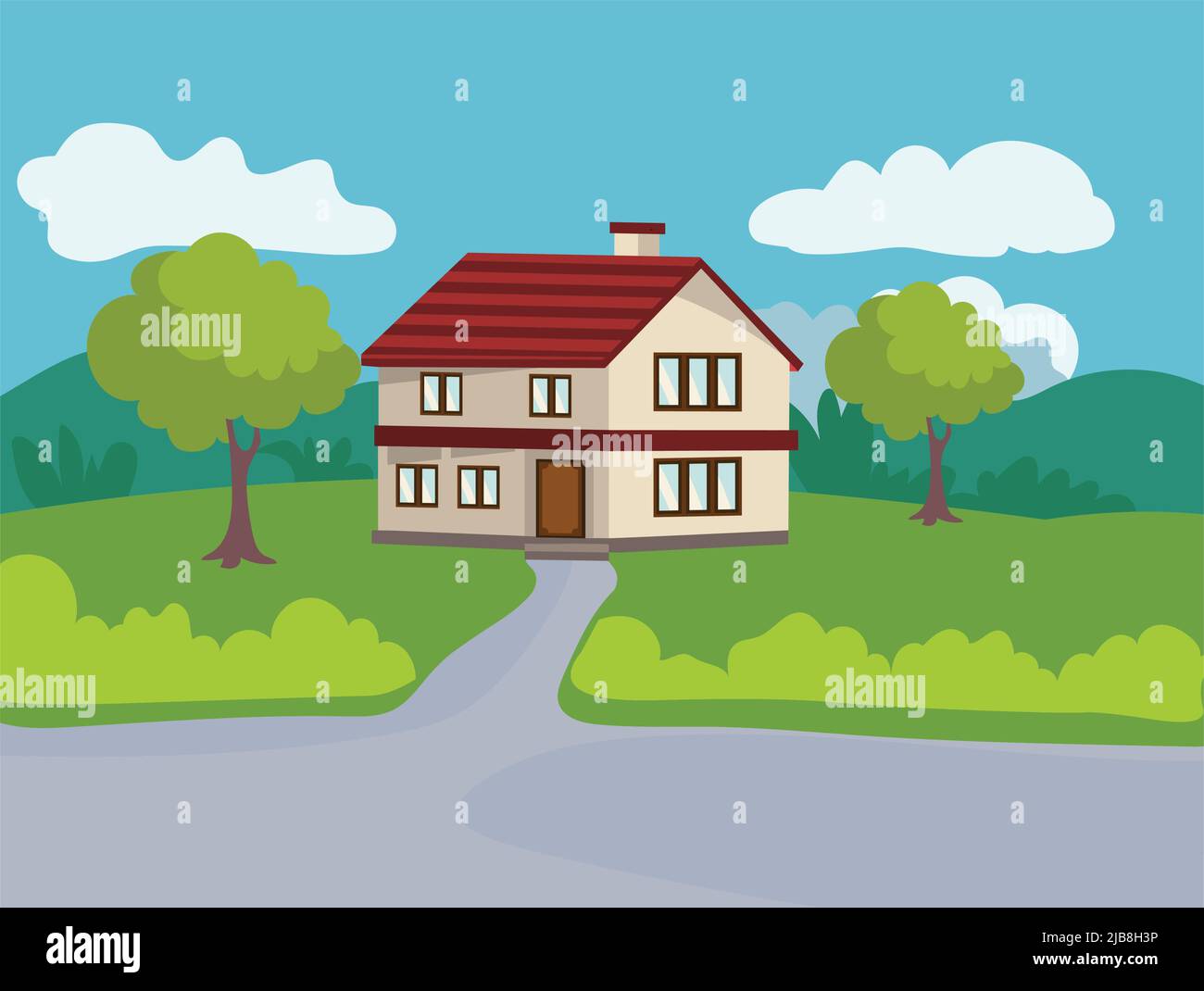 House and compound illustration Stock Vector Image & Art - Alamy