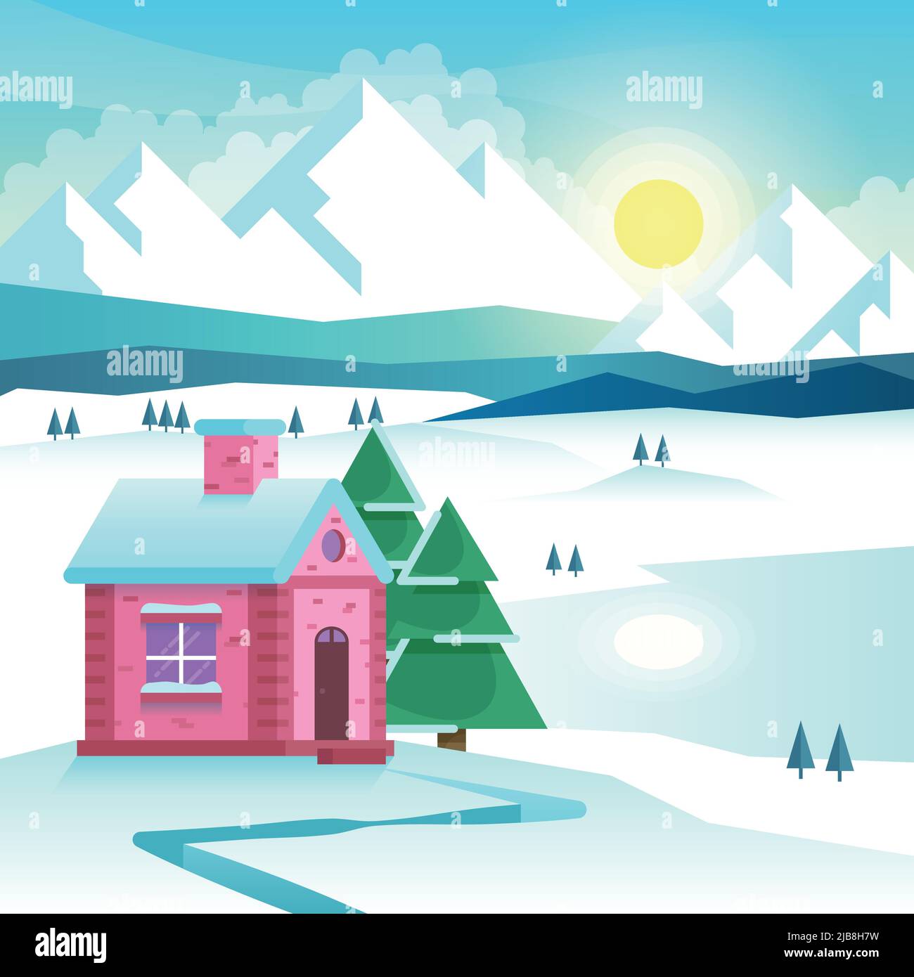 Winter mountain landscape. Nature outdoor, snow and cold, season travel ...