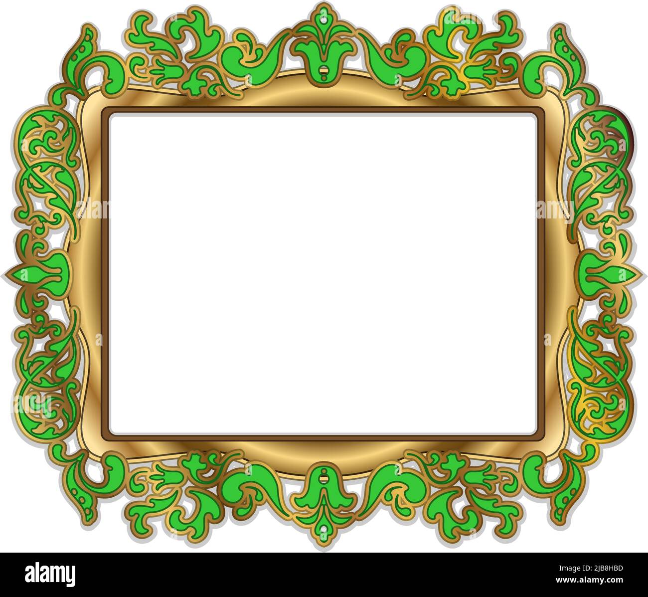 Gold vector green frame over white background. EPS10 opacity Stock ...