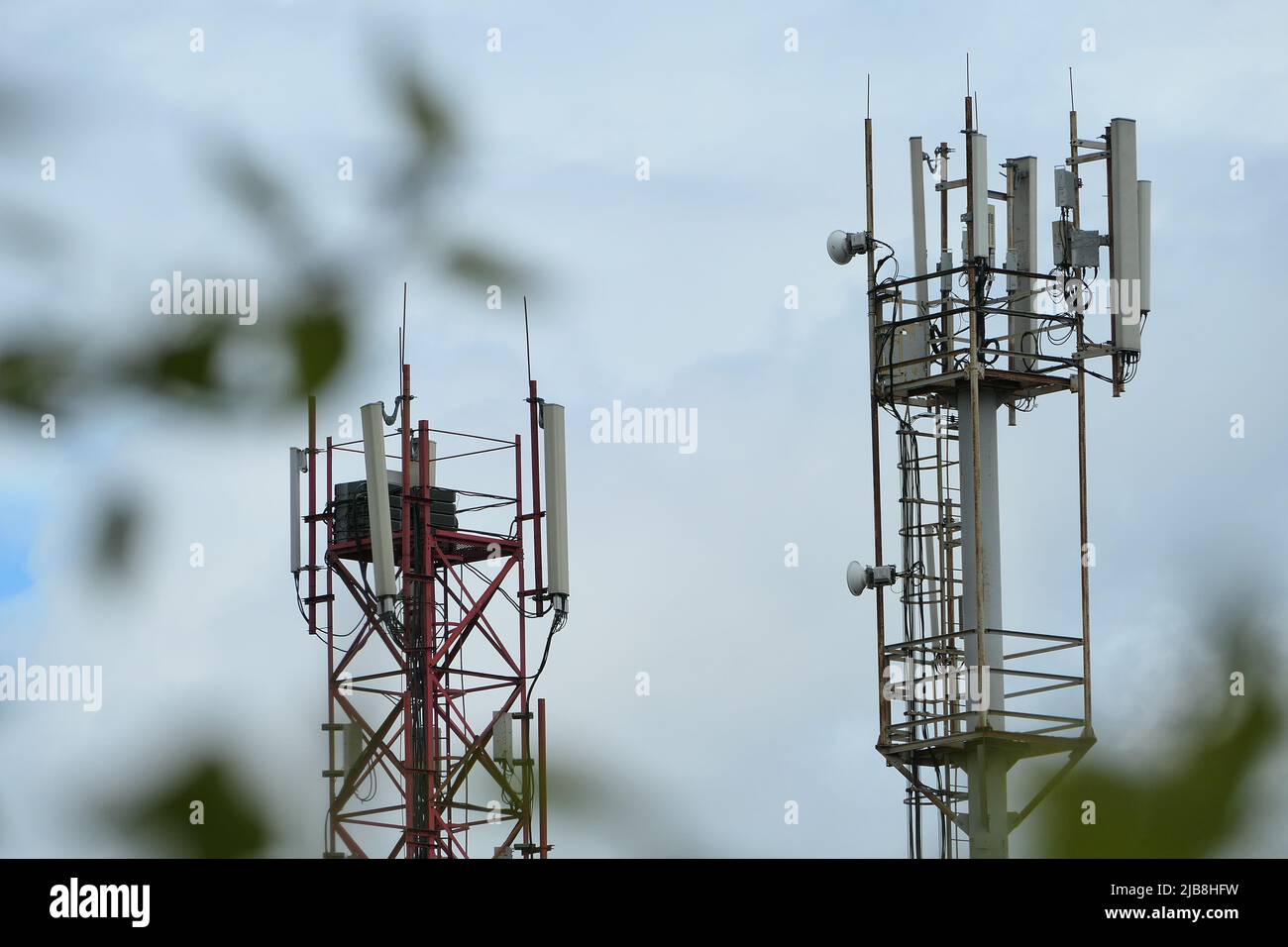 Mobile communication tower, 4G cellular tower Stock Photo - Alamy