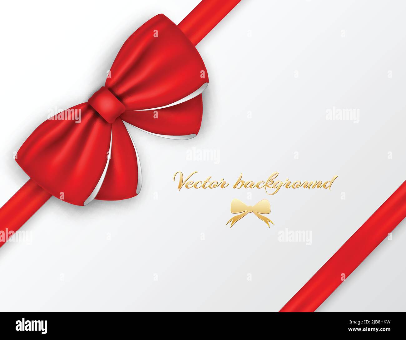 Festive decoration template with present red luxury ribbon bow on light ...
