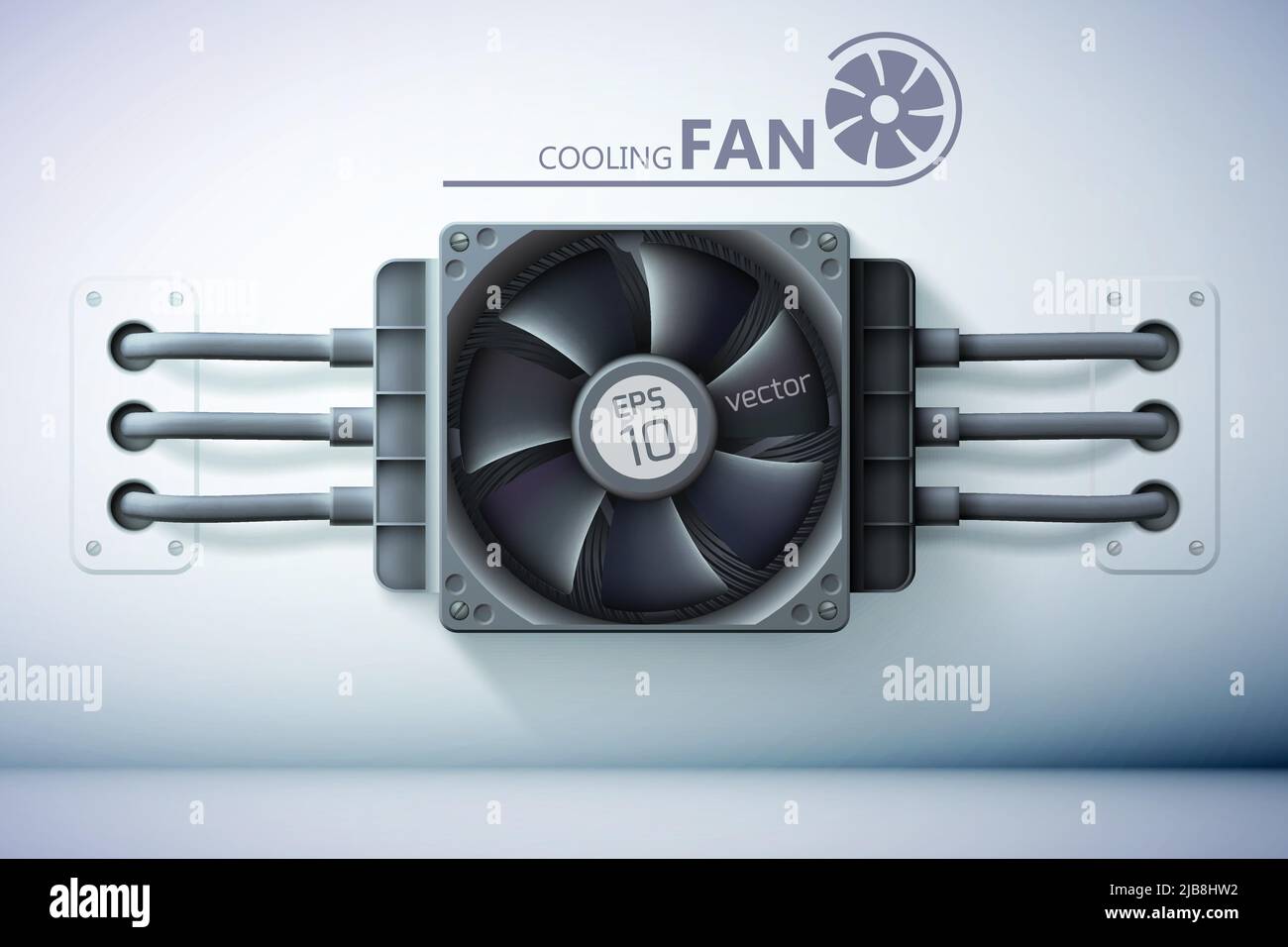 Hardware fan design concept with realistic plastic computer cooler and ...