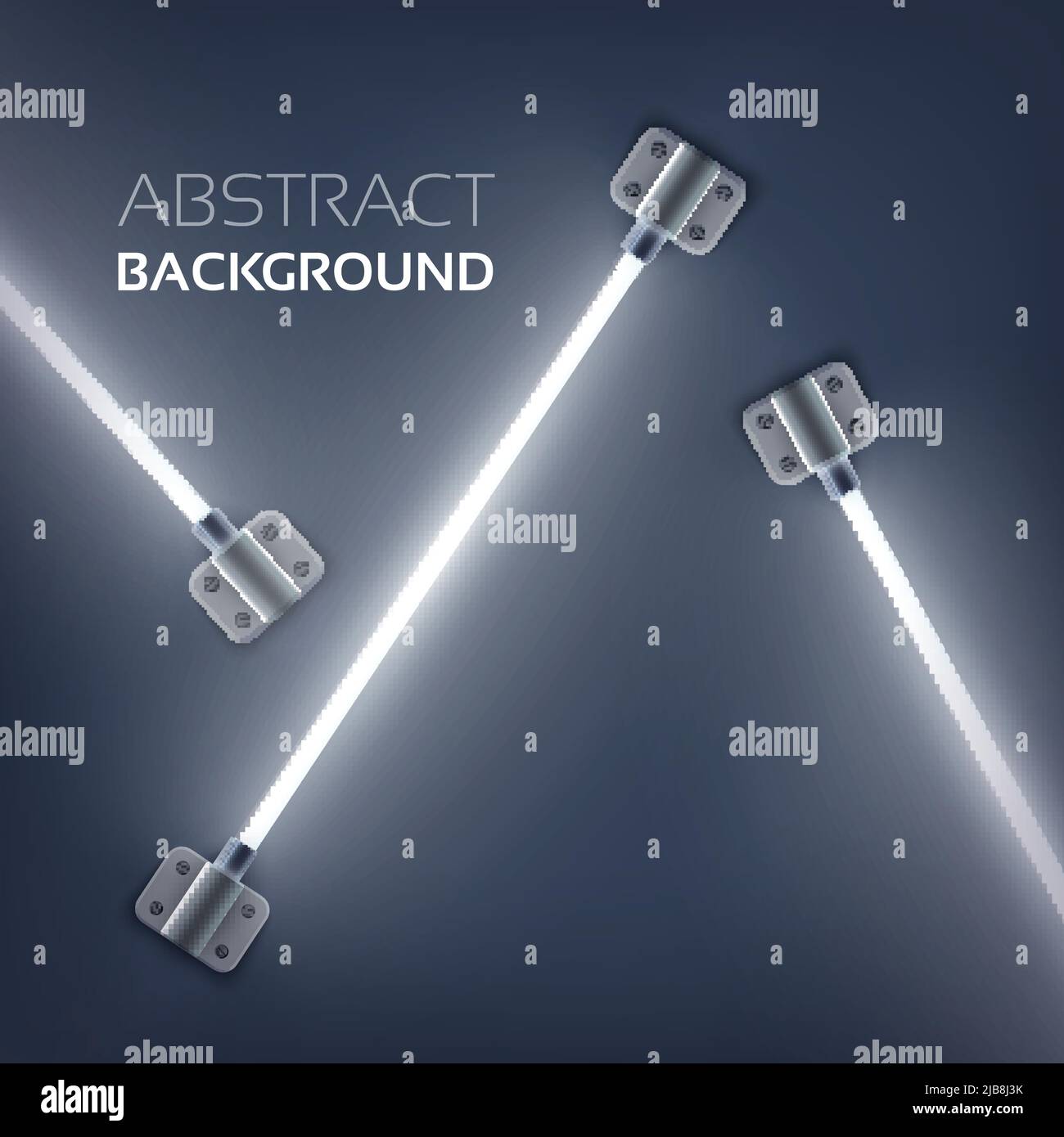 Abstract web template with fluorescent light tubes attached by metal ...
