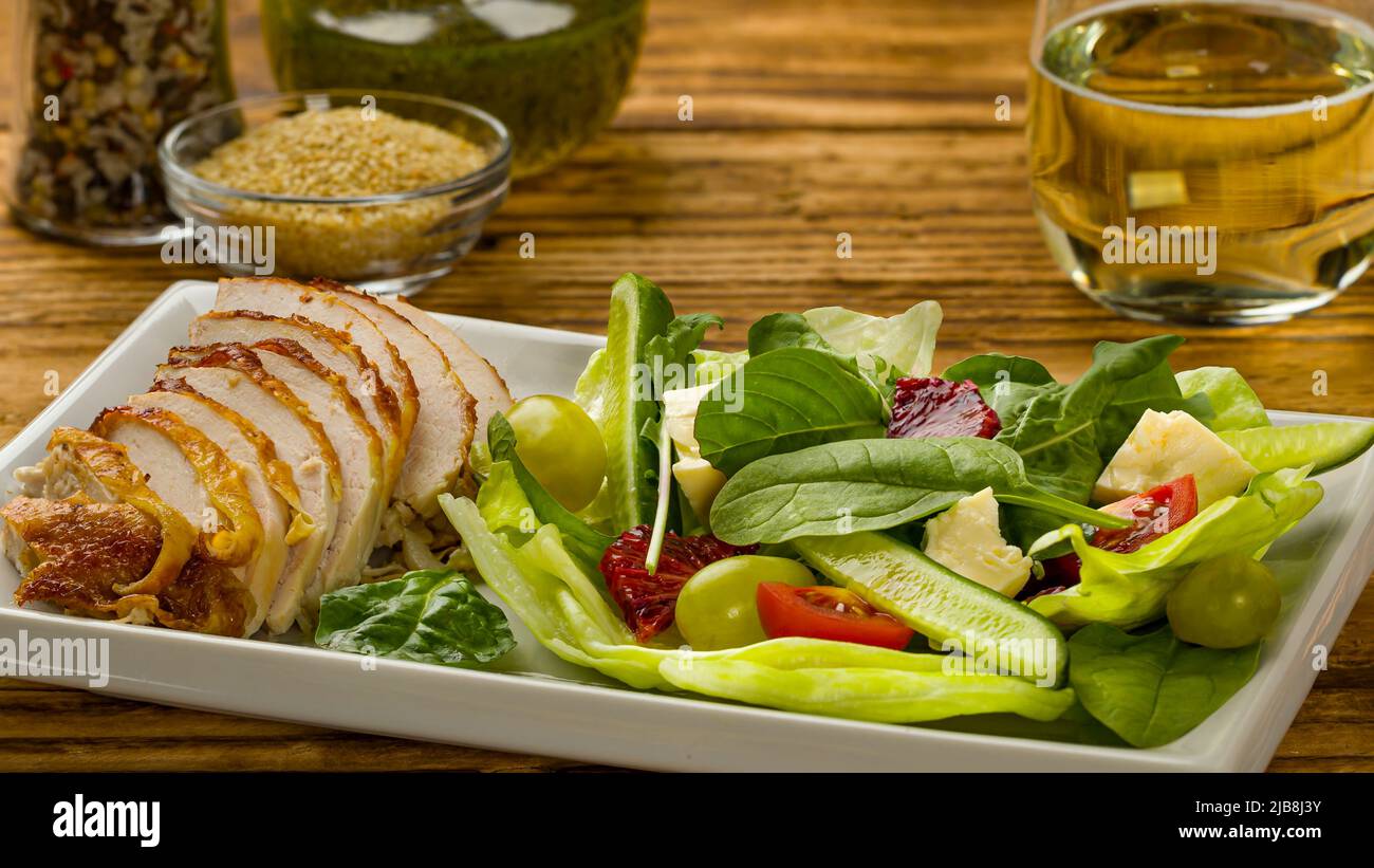 Cold roast turkey with salad Stock Photo - Alamy