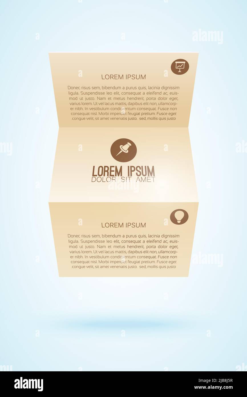 Business infographic template with folded paper text and icons on blue ...
