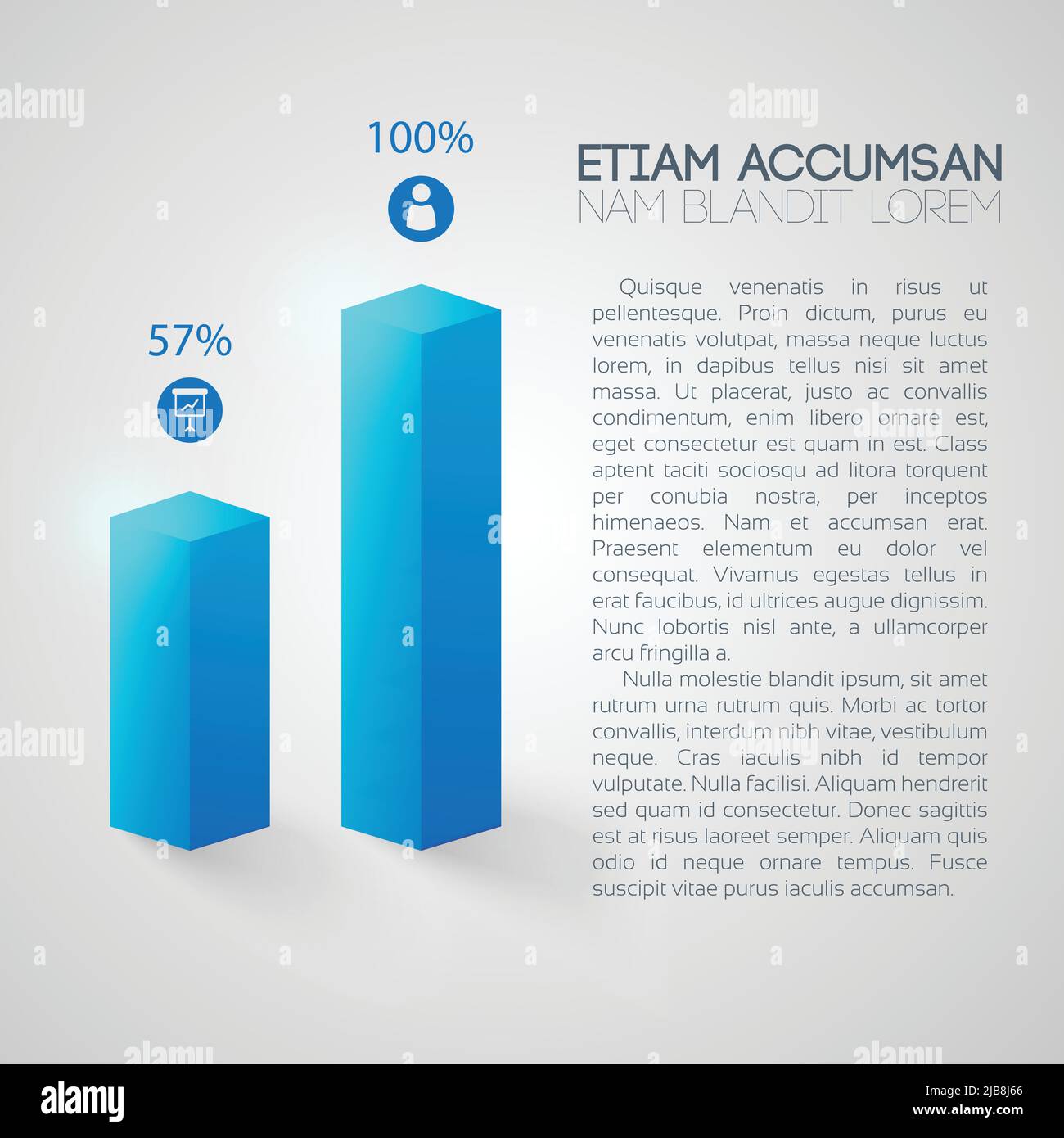 Web infographic abstract presentation with two blue square columns ...