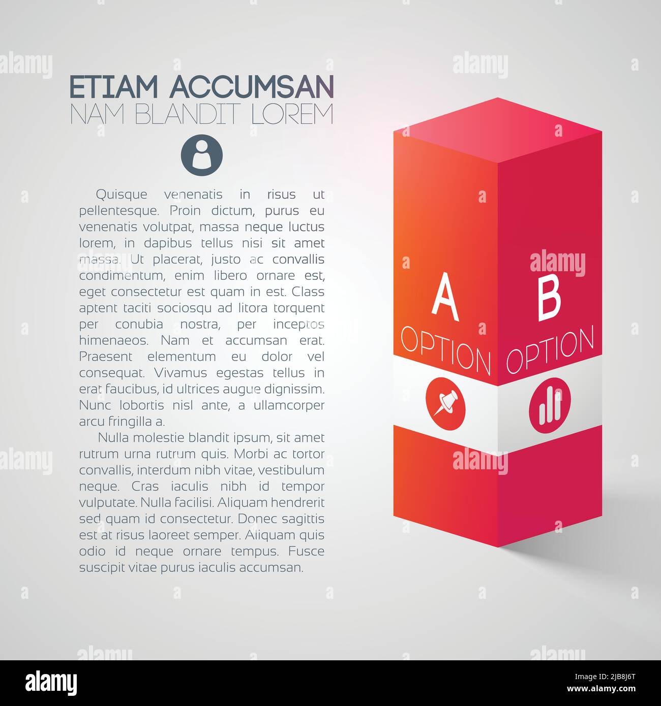 Abstract business web presentation with text 3d pink column two options ...
