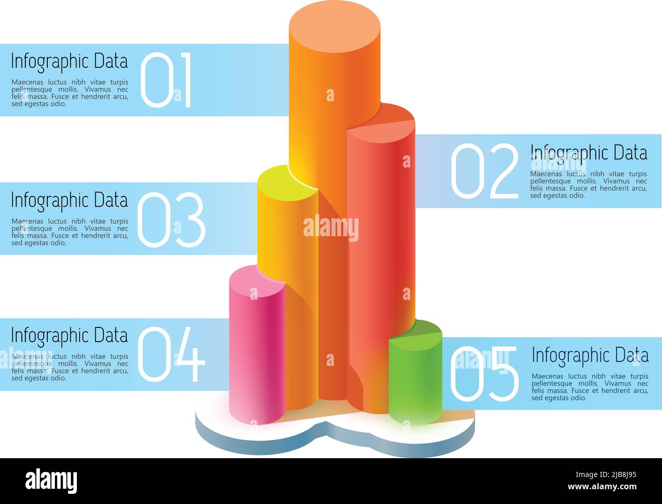 Abstract business infographic concept with colorful 3d columns five ...