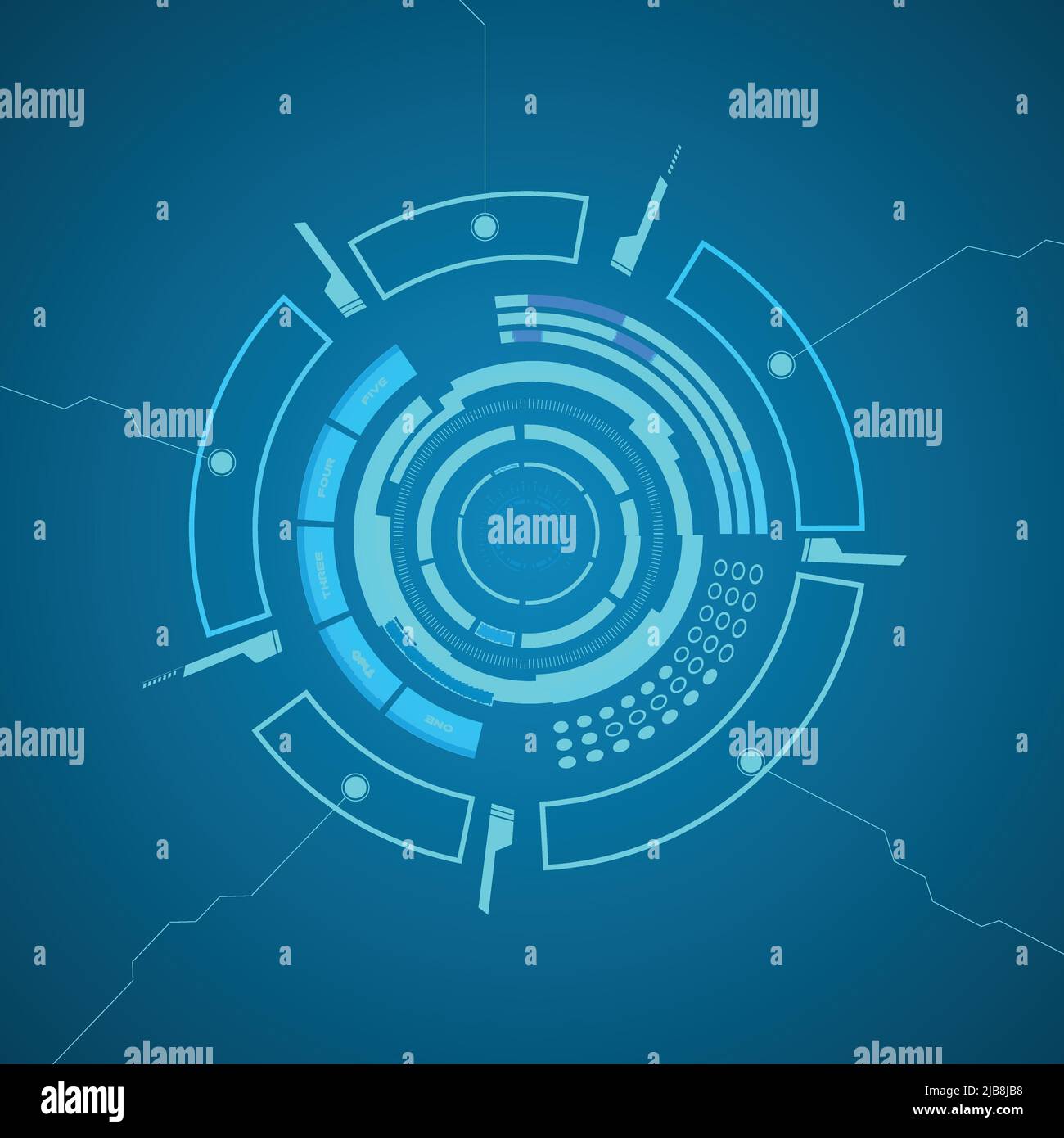 Modern virtual technology background poster with various technological ...