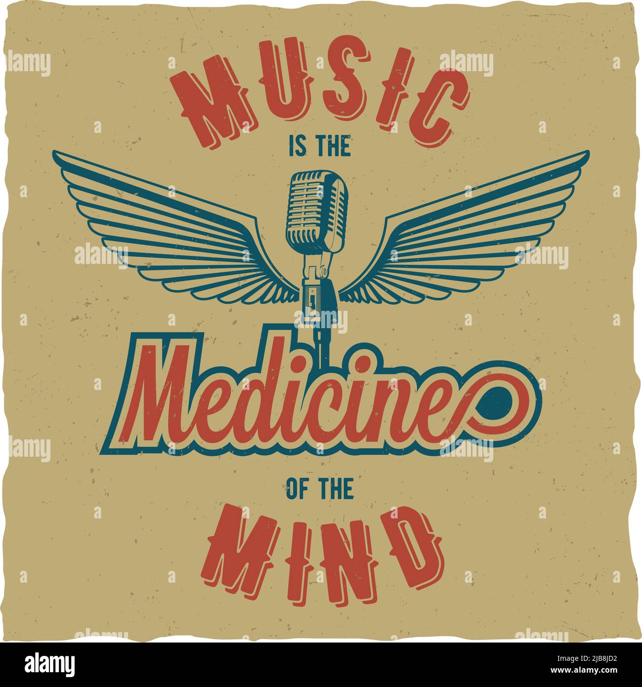Creative three colored poster with words music is the medicine of the ...