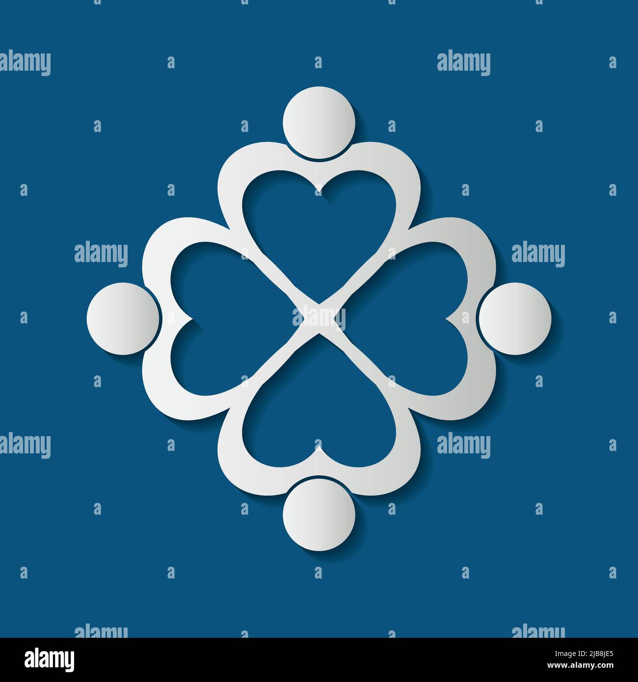 Four people heart in a circle holding hands.The summit workers are ...