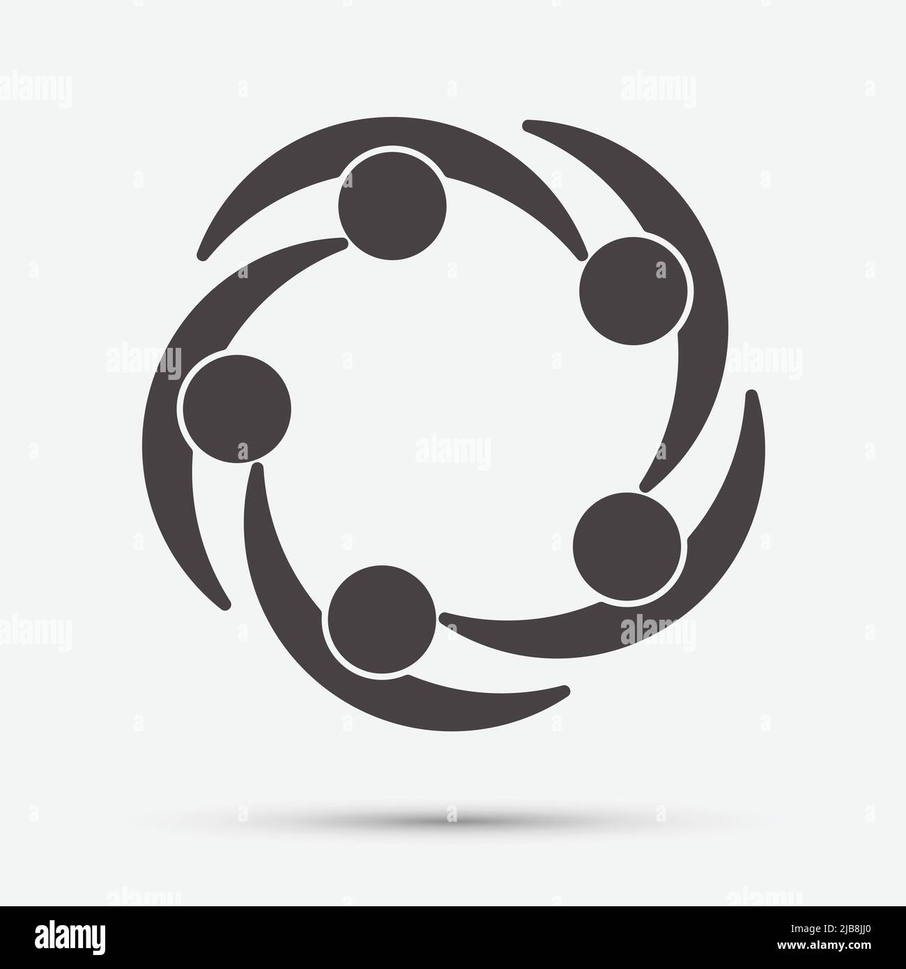 Group of five people in a circle.Teamwork meeting.people are meeting in ...