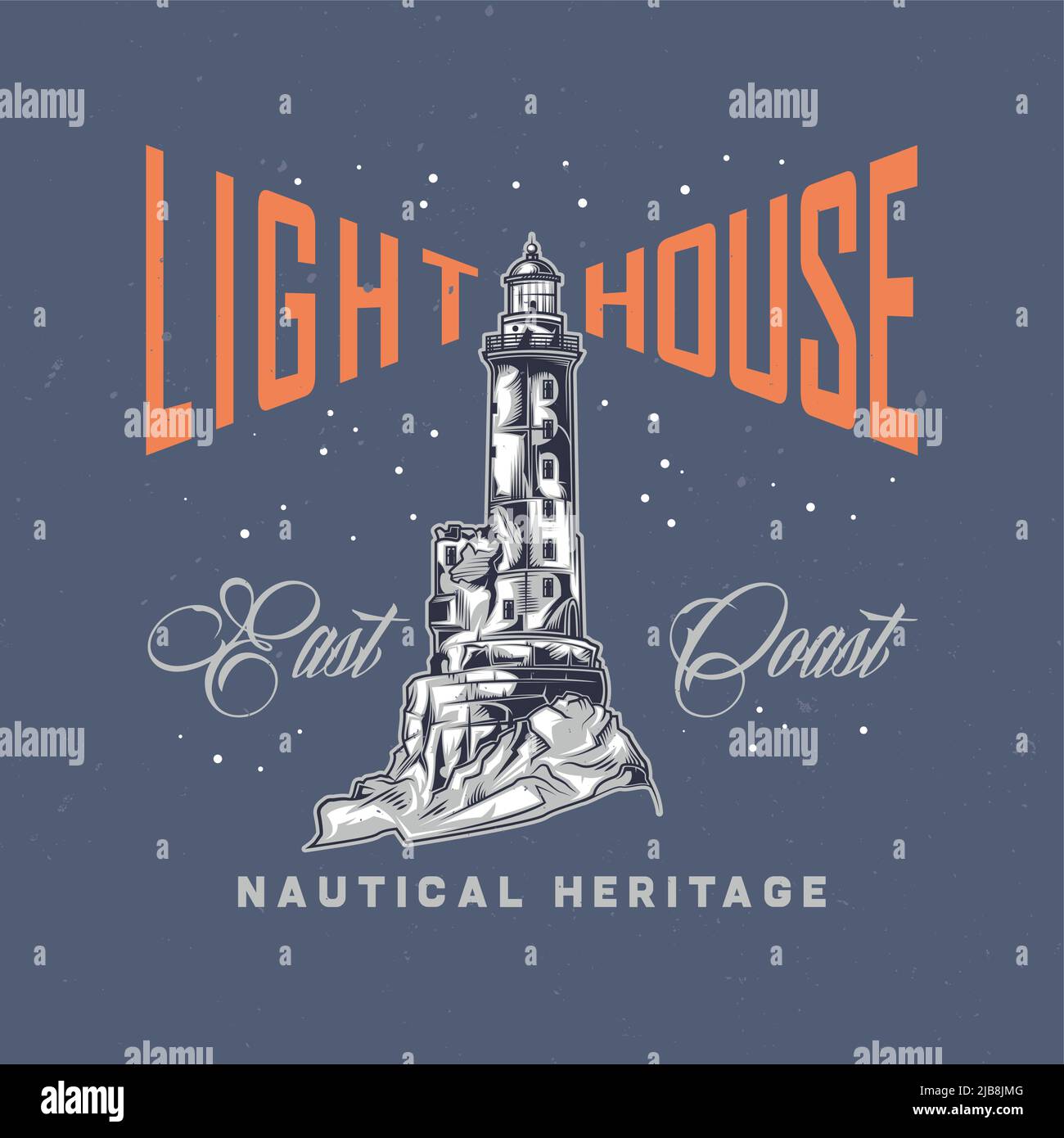 Poster label design with illustration of old lighthouse Stock Vector ...