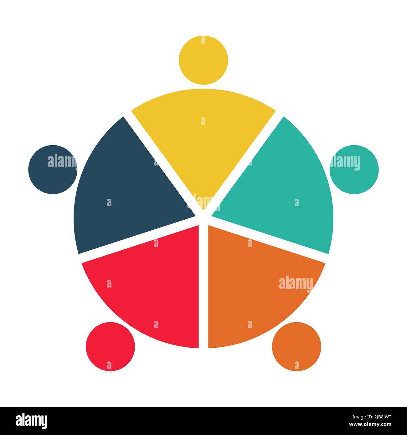 Group of five people in a circle.Teamwork meeting.people are meeting in ...