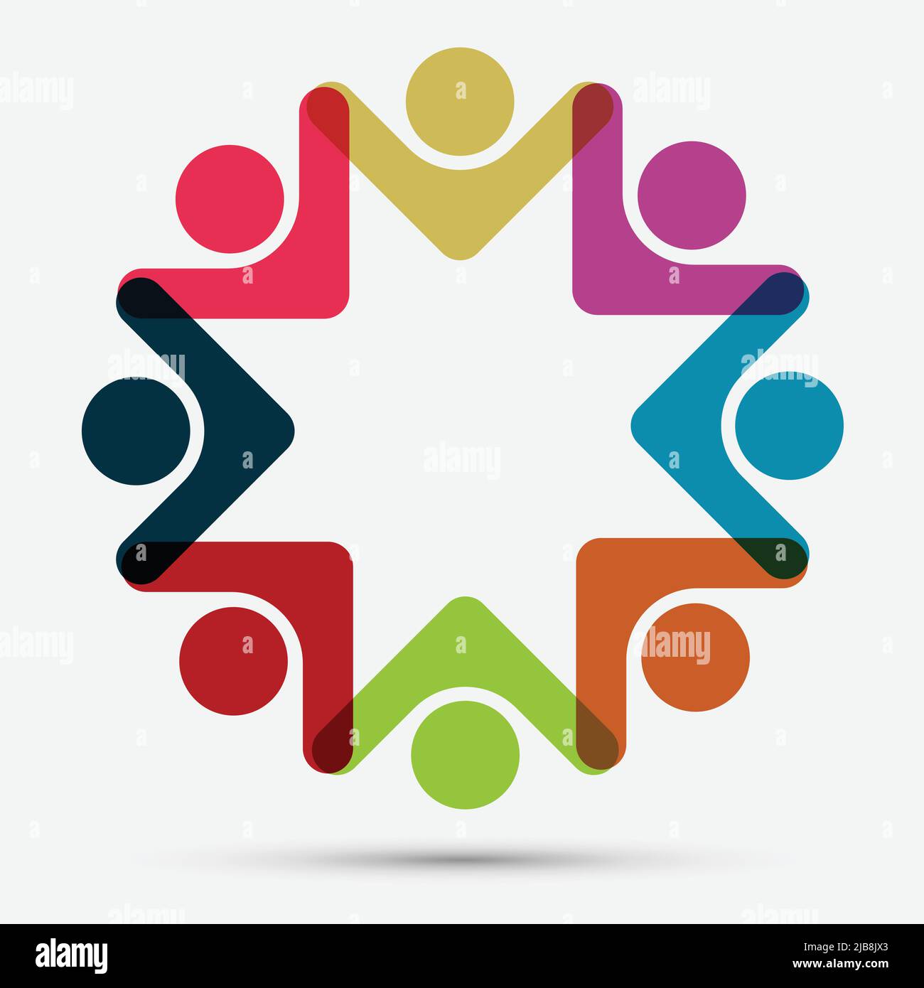 Vector graphic group connection logo.Eight people in the circle.logo ...