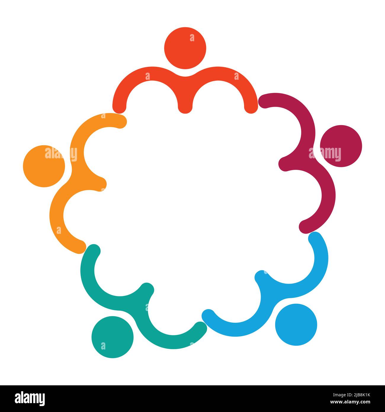 Group of five people in a circle.Teamwork meeting.people are meeting in ...