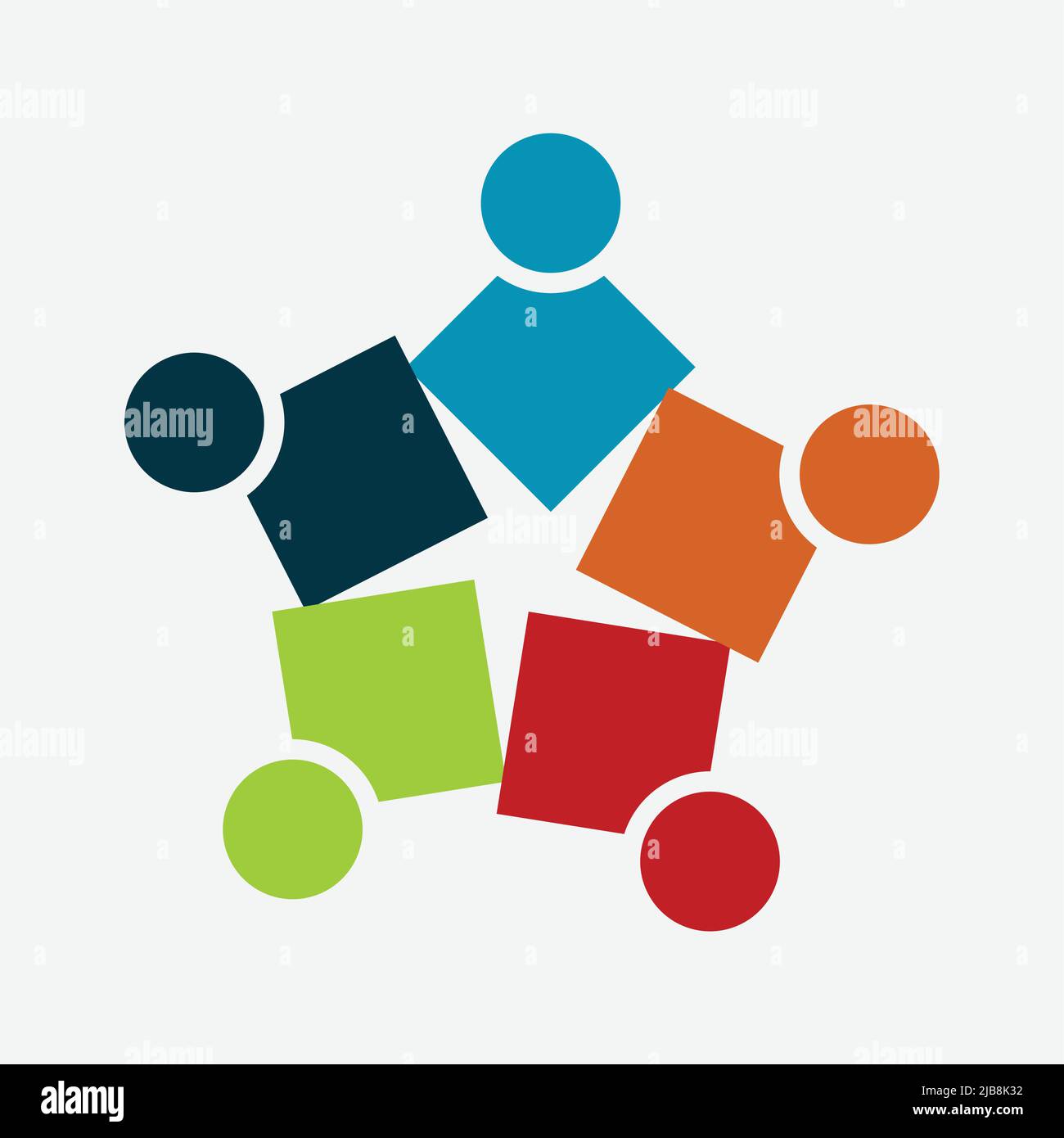 Group of five people in a circle.Teamwork meeting.people are meeting in ...
