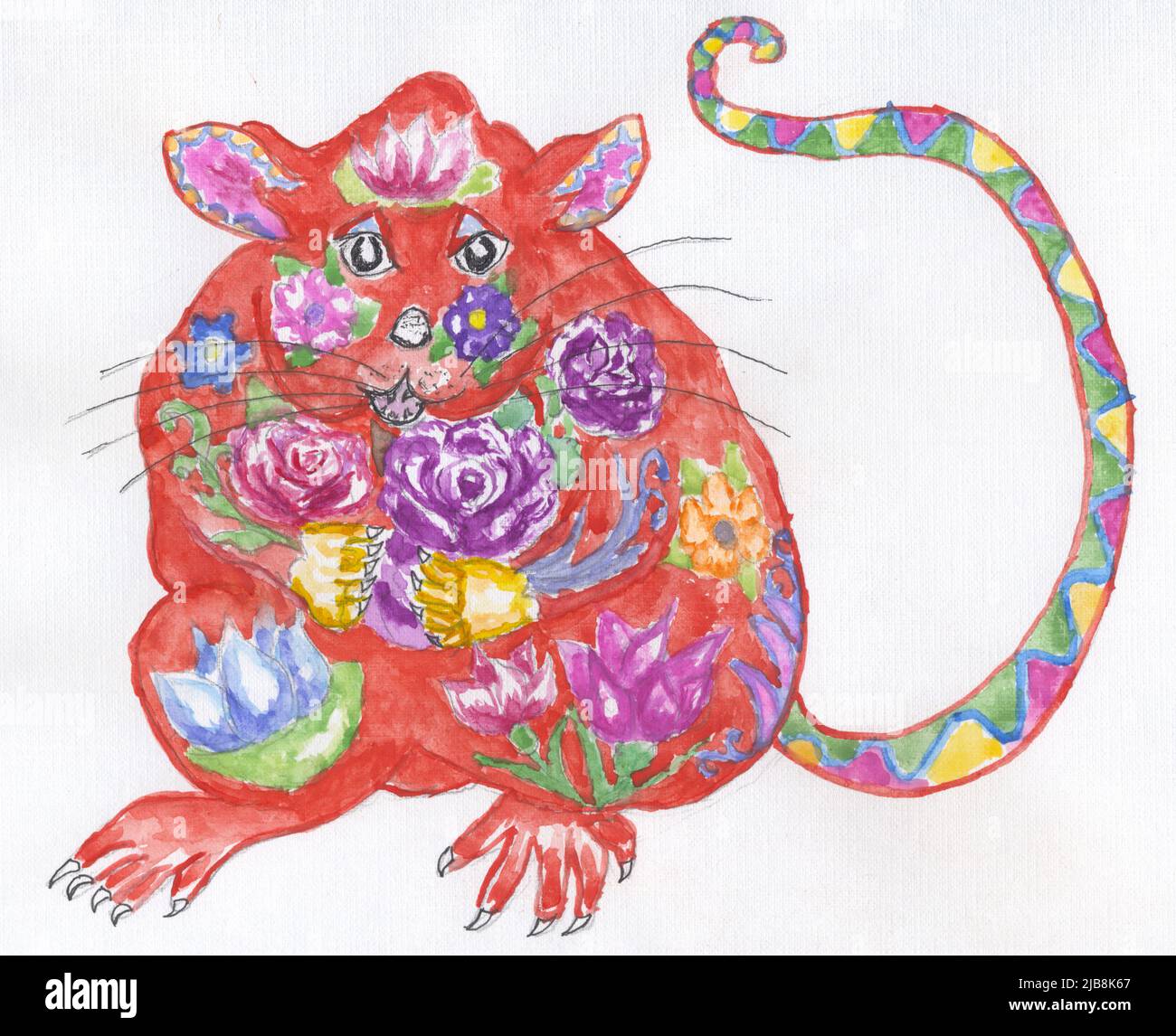 Watercolor folk art fantasy hi-res stock photography and images - Alamy