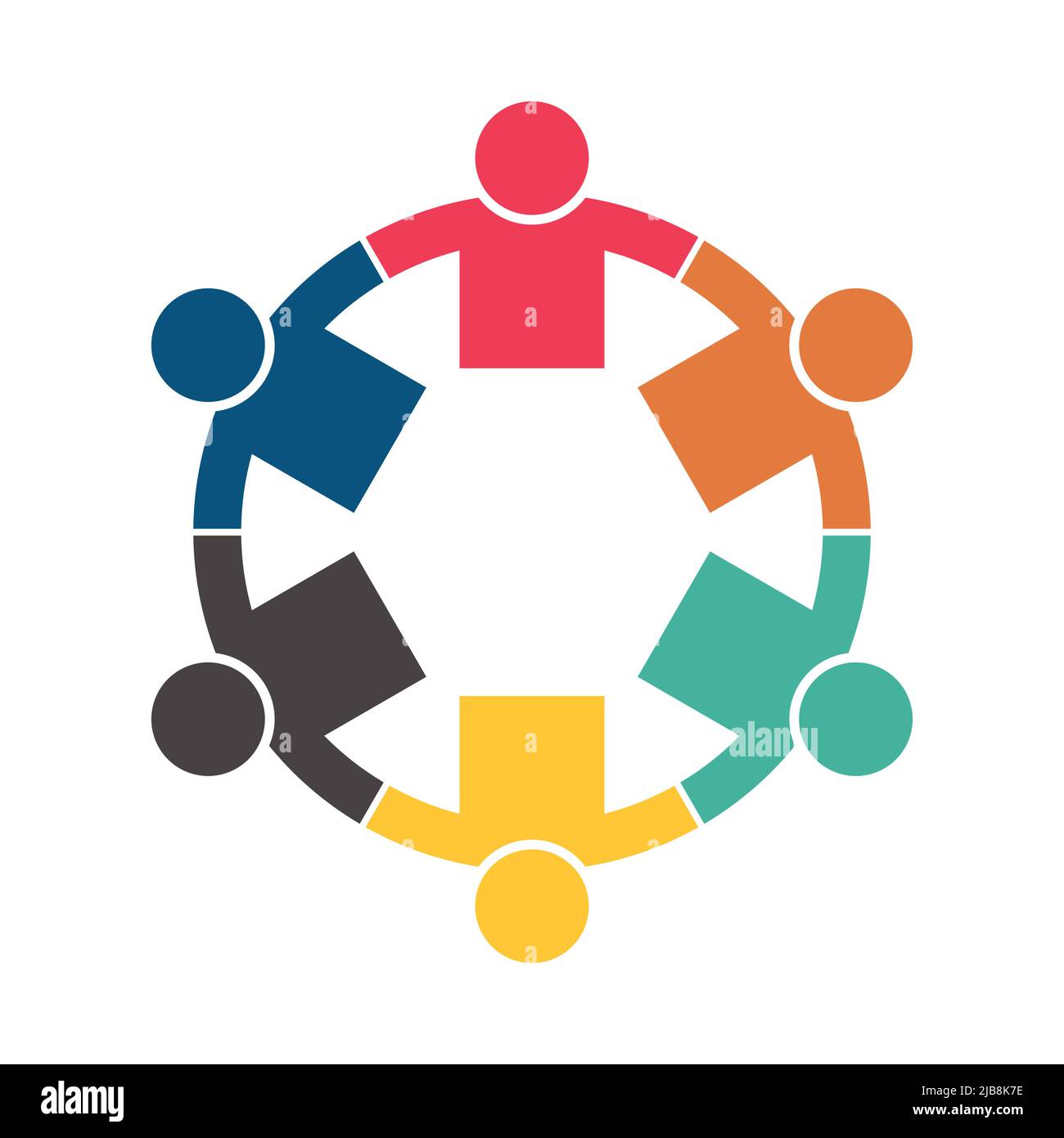 Group of six persons in circle. holding hands.The summit workers are ...