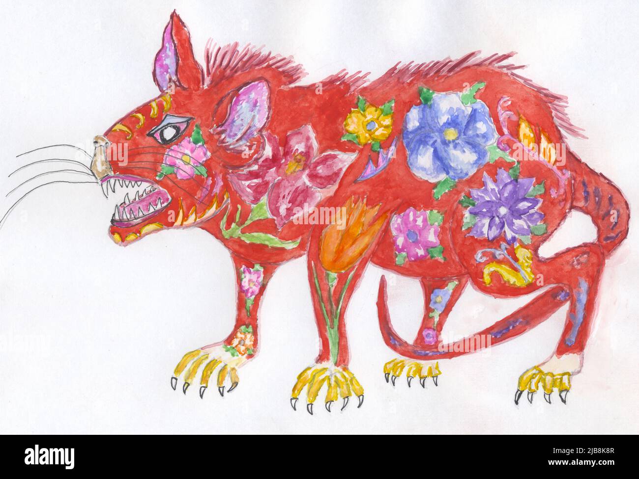 Watercolor folk art fantasy hi-res stock photography and images - Alamy