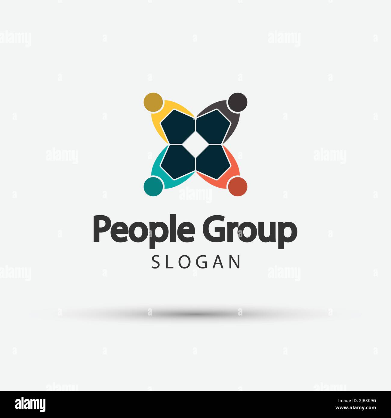 Group four people logo handshake in a circle,Teamwork icon,Vector ...
