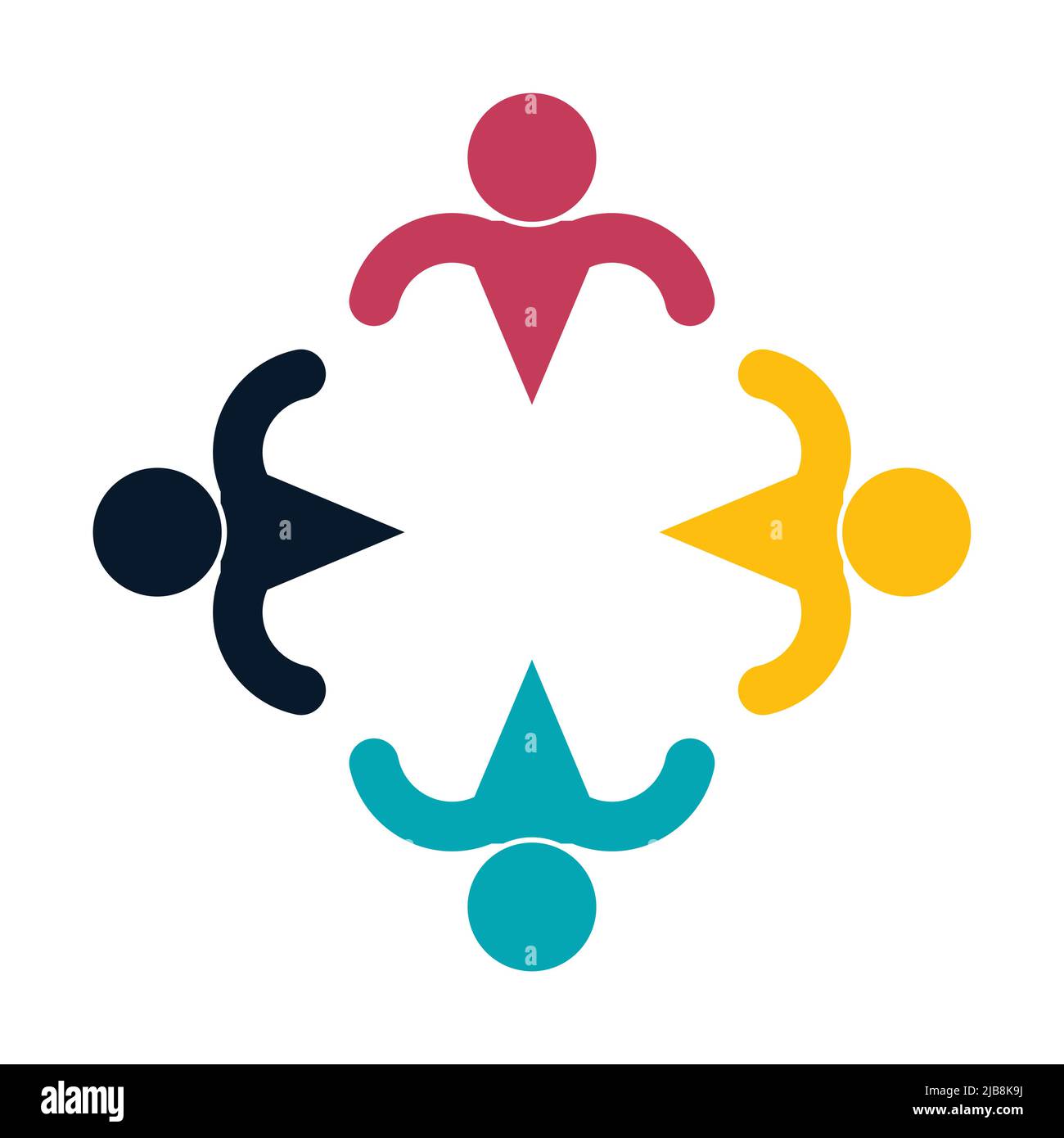 People logo. Group teamwork symbol of four persons in a circle,Vector ...