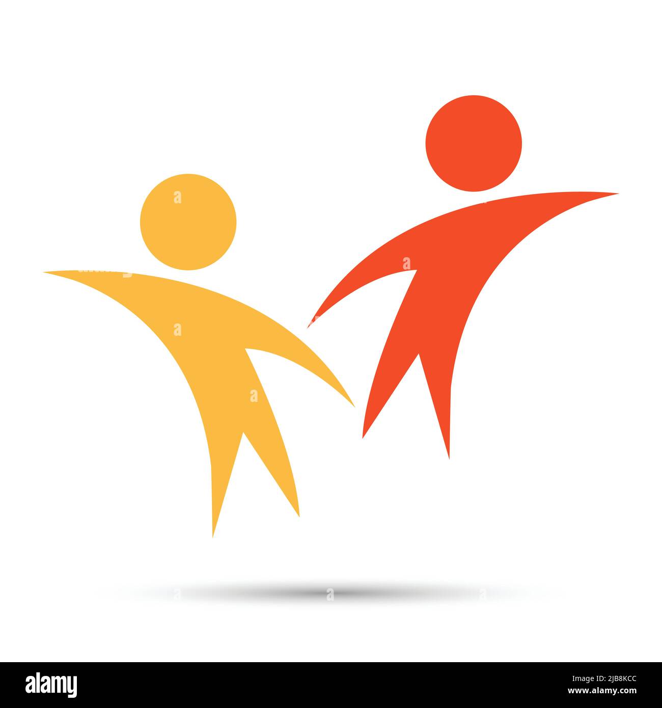 Vector graphic two happy people in a round colorful logo.icon team work ...