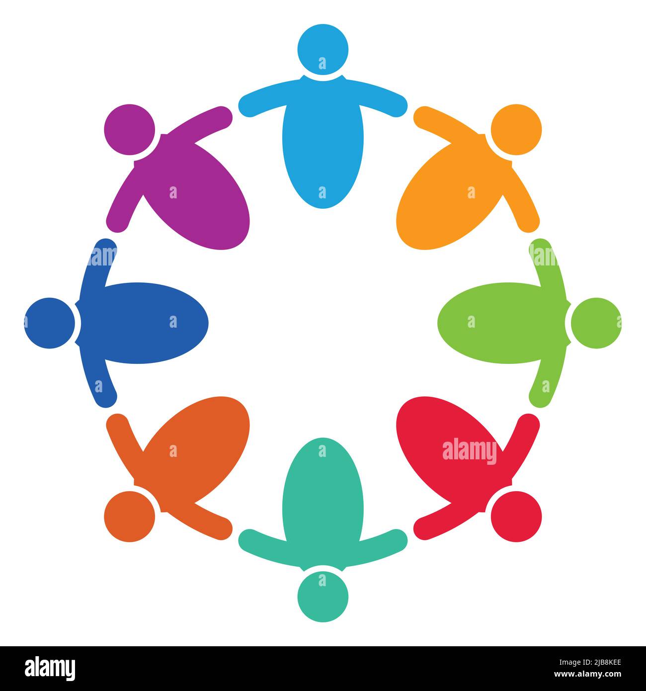 Vector graphic group connection logo.Eight people in the circle.logo ...