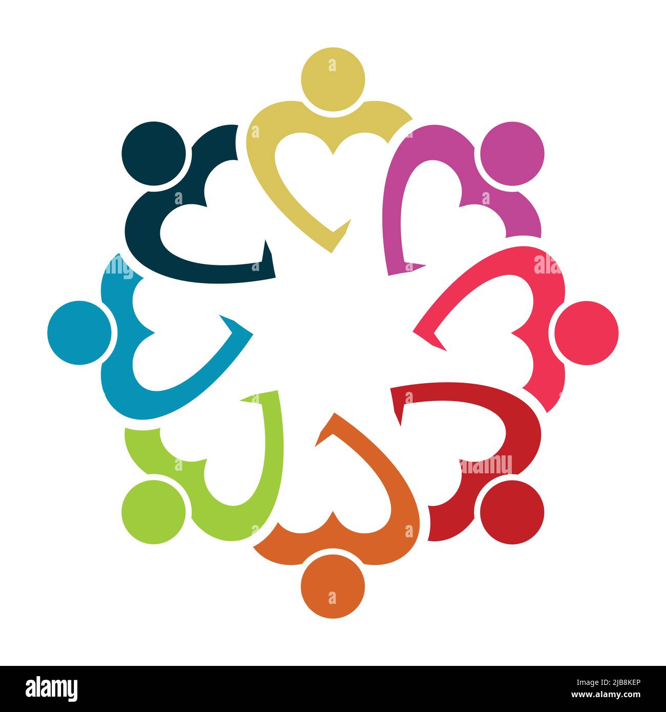 Vector graphic group connection logo.Eight people in the circle.logo ...