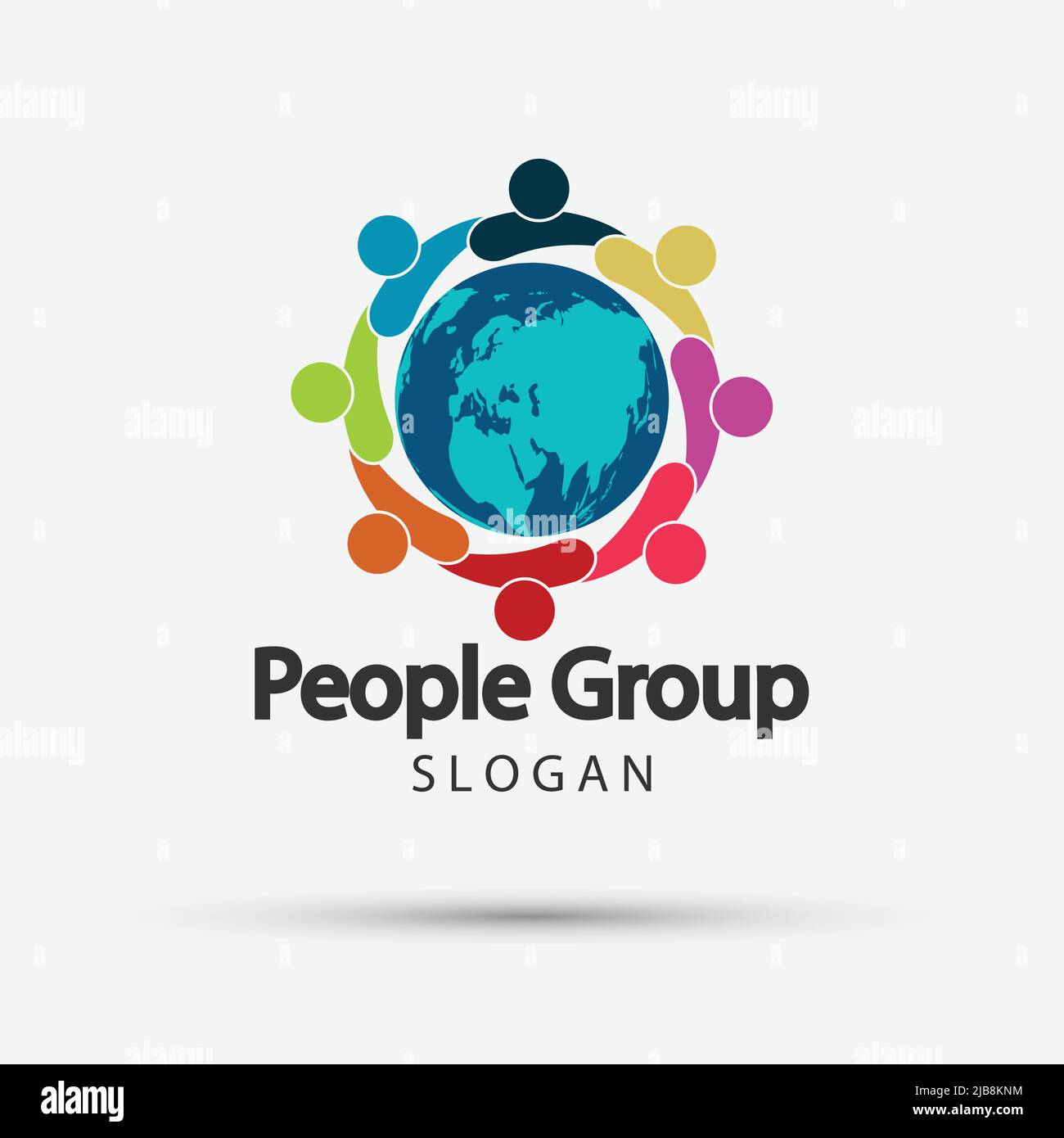 Vector graphic group connection logo.Eight people in the circle.logo ...