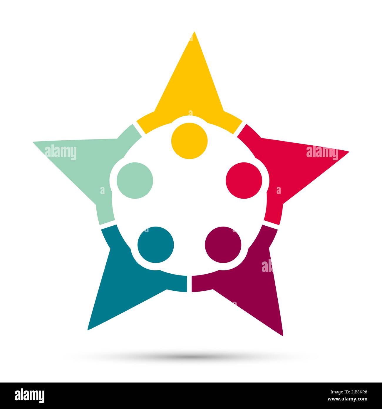 Group of five people in a circle.Teamwork meeting.people are meeting in ...