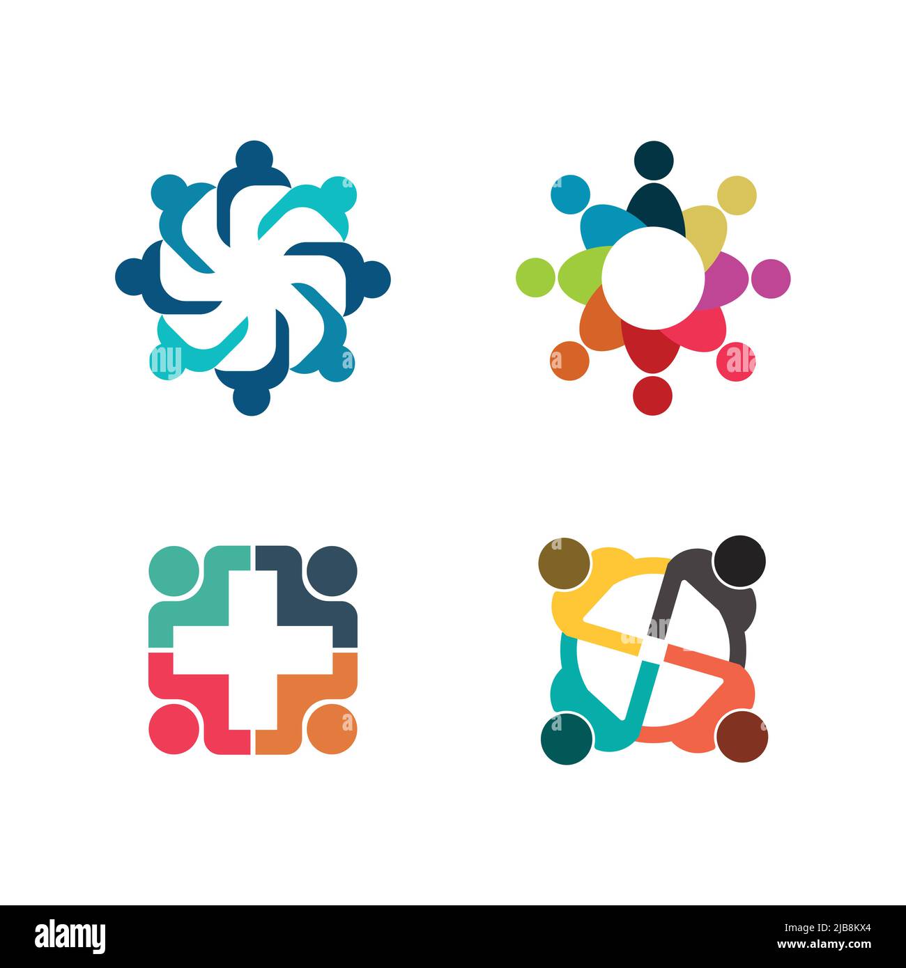 Vector graphic group connection logo.Eight people in the circle.logo ...