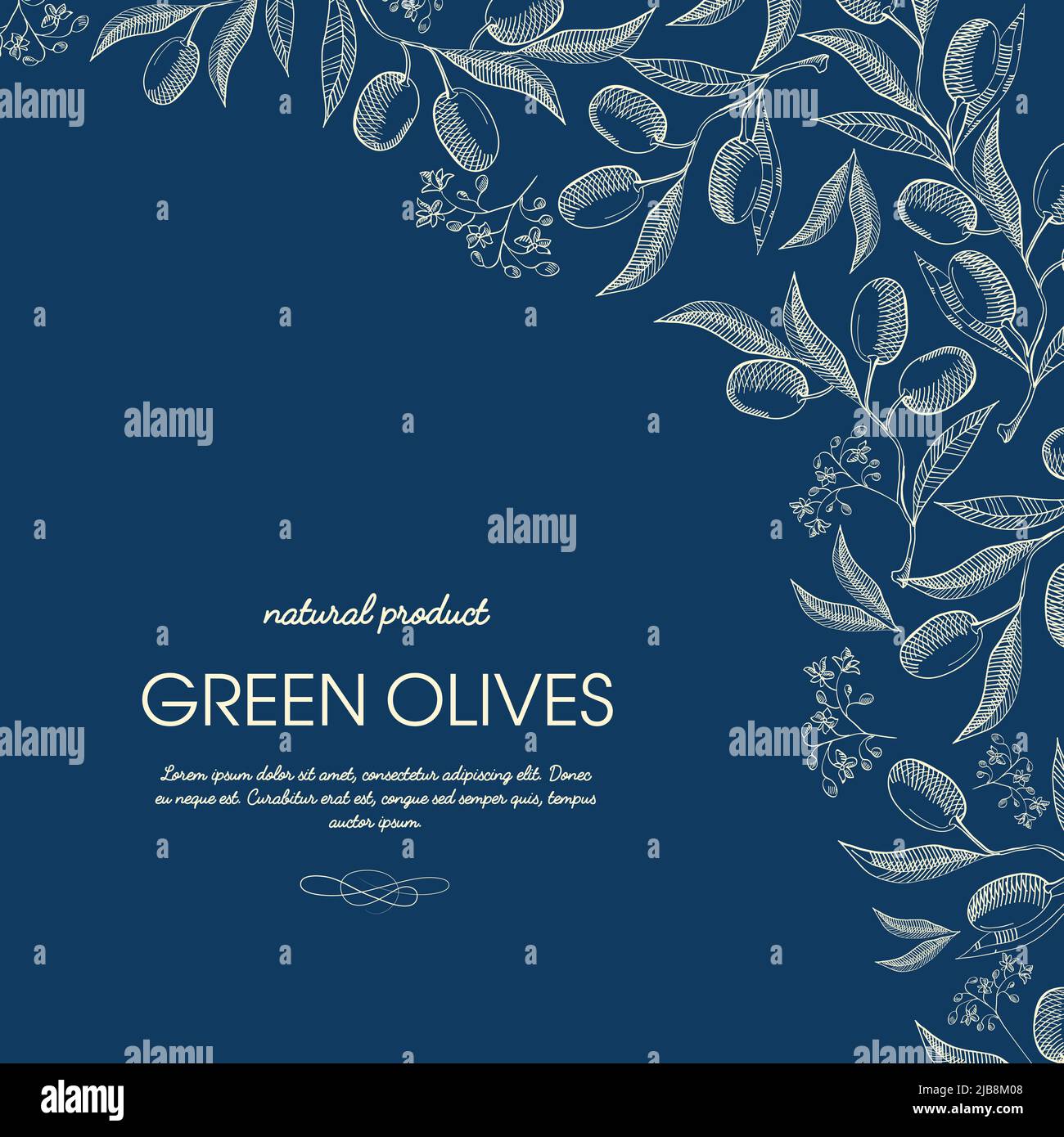 Abstract olive oil template with natural tree branches in vintage style ...