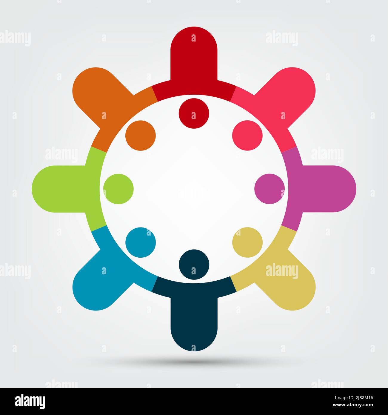 Graphic group connection logo.Eight people in the circle.logo team work ...