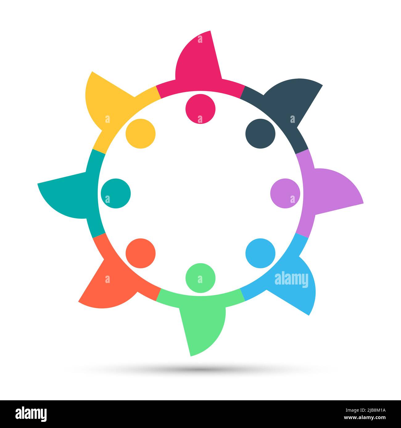 graphic group connection logo.Eight people in the circle.logo team work ...
