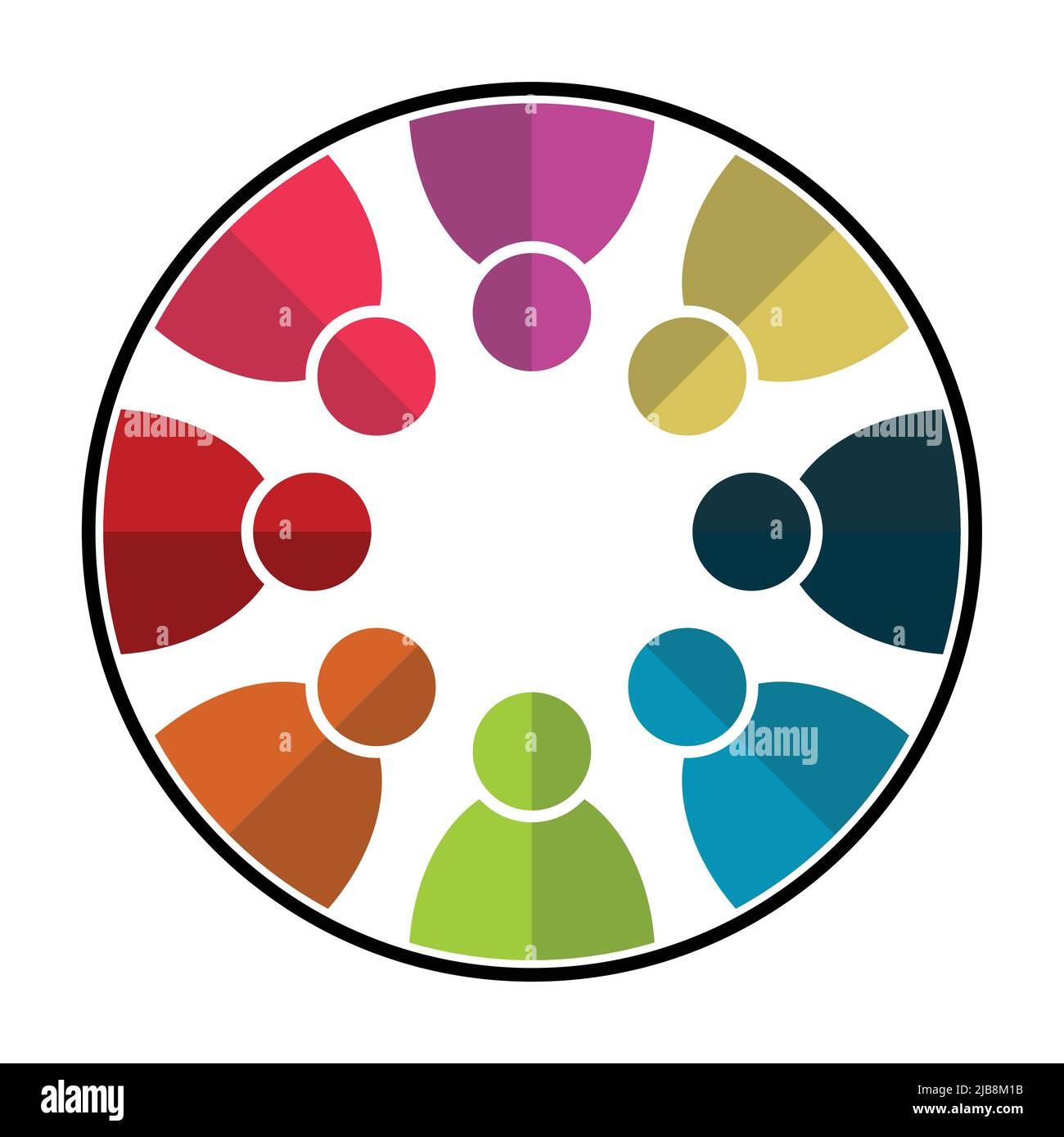 Vector graphic group connection logo.Eight people in the circle.logo ...