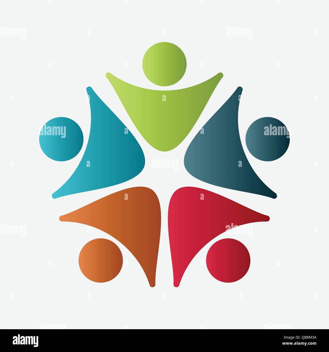 Group of five people in a circle.Teamwork meeting.people are meeting in ...