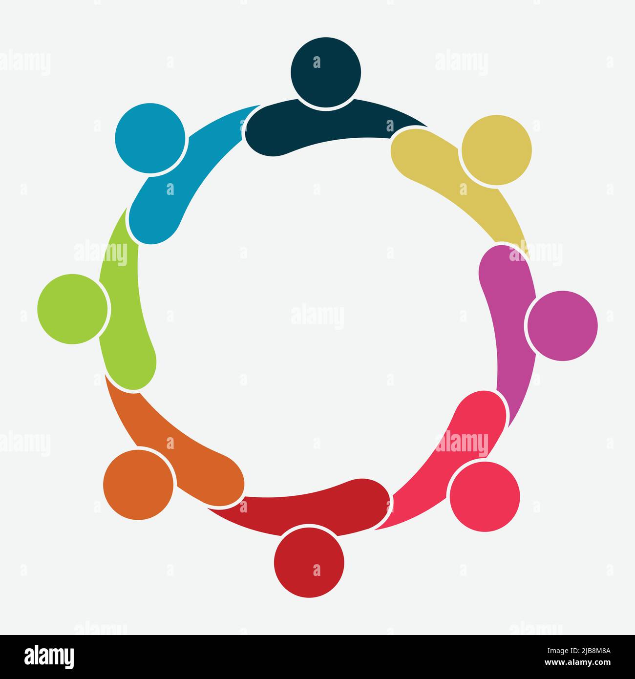 Vector graphic group connection logo.Eight people in the circle.logo ...