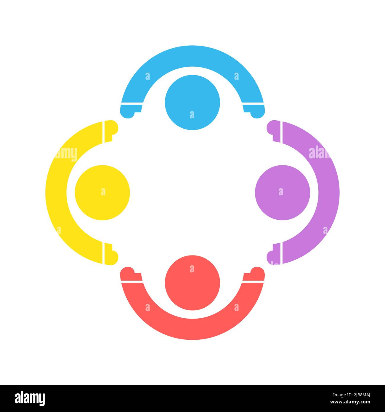 Group four people logo handshake in a circle,Teamwork icon.vector ...