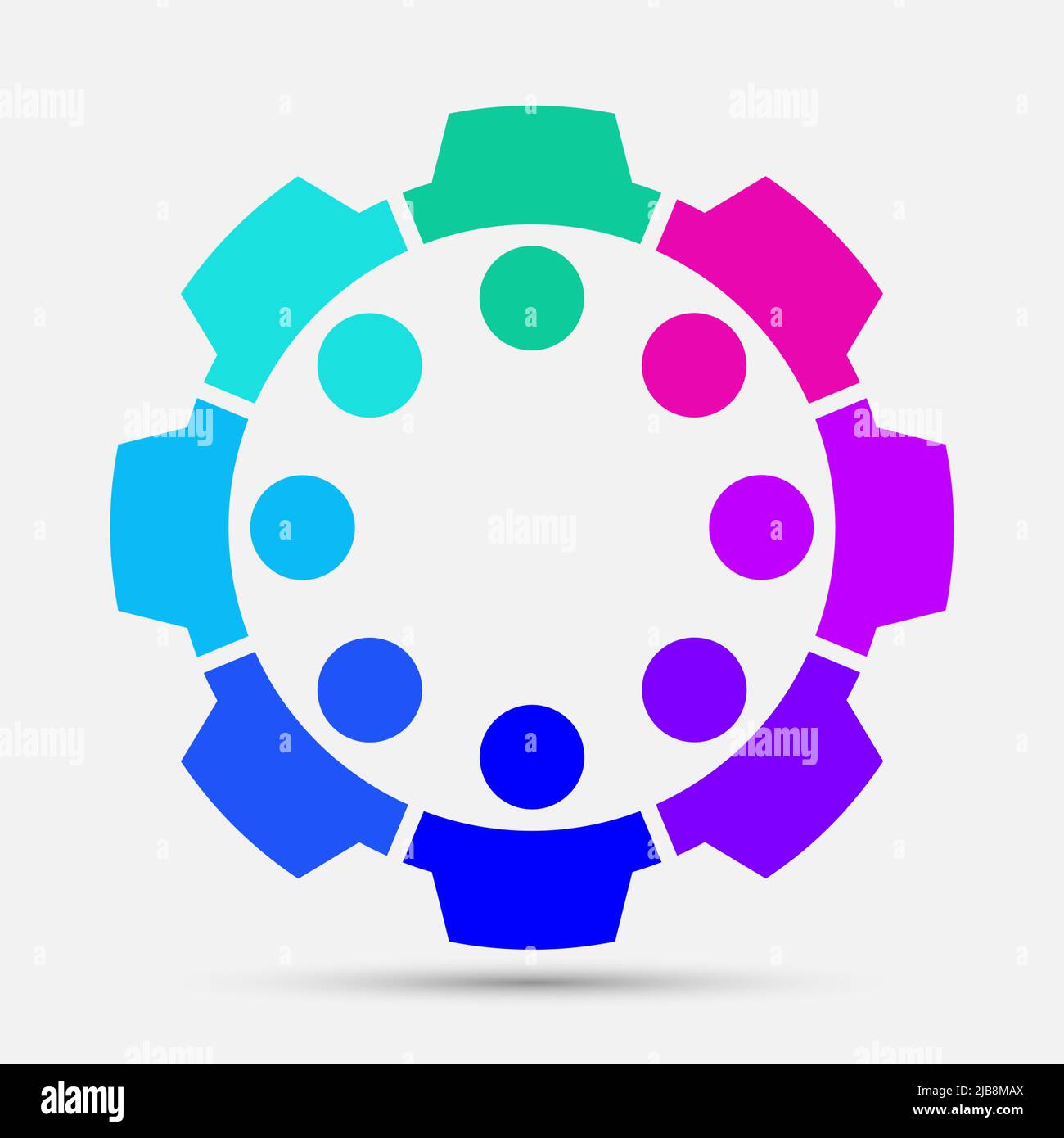graphic group connection logo.Eight people in the circle.logo team work ...