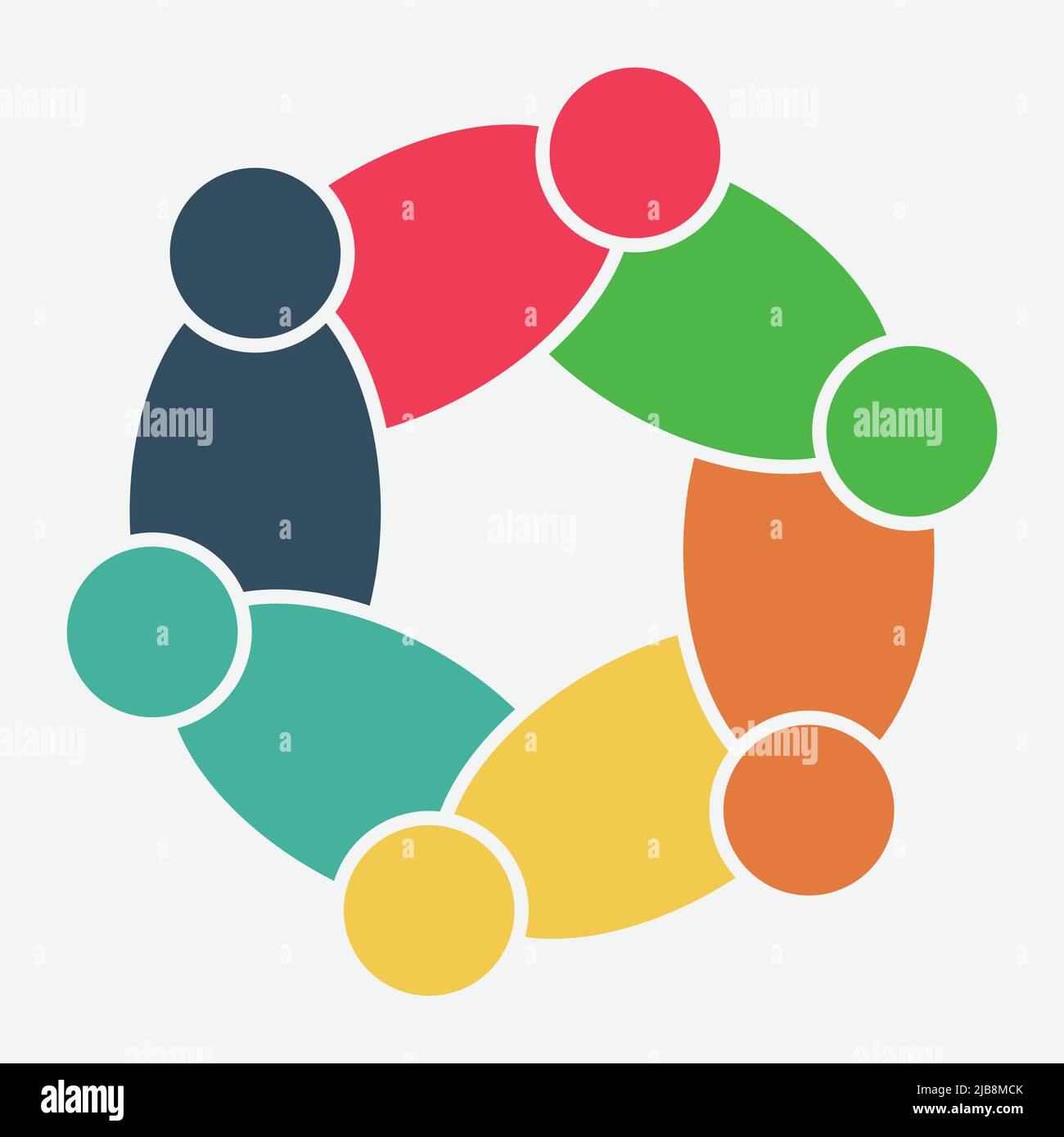 Group of Six people in a circle.Teamwork meeting.people are meeting in ...