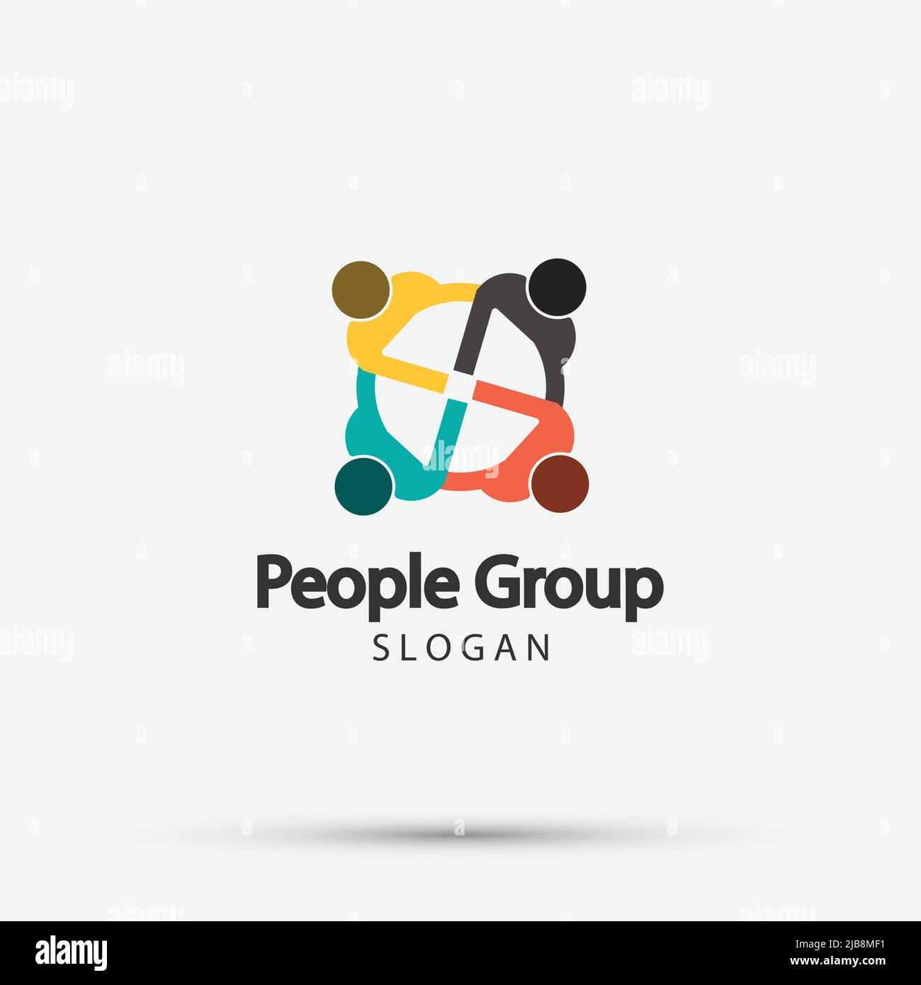 Group four people logo handshake in a circle,Teamwork icon.vector ...