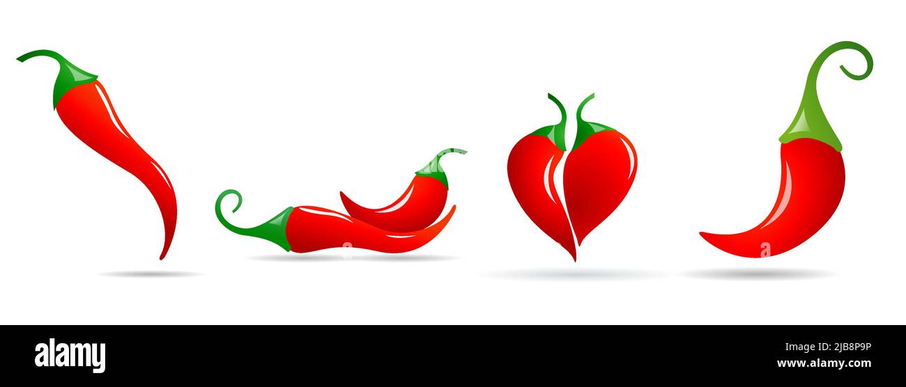 Collection of red chili, abstract drawing illustration Stock Vector ...