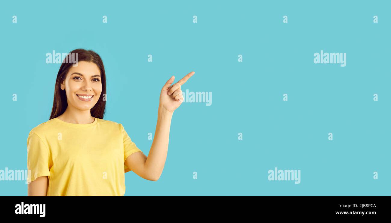 Woman point hi-res stock photography and images - Alamy