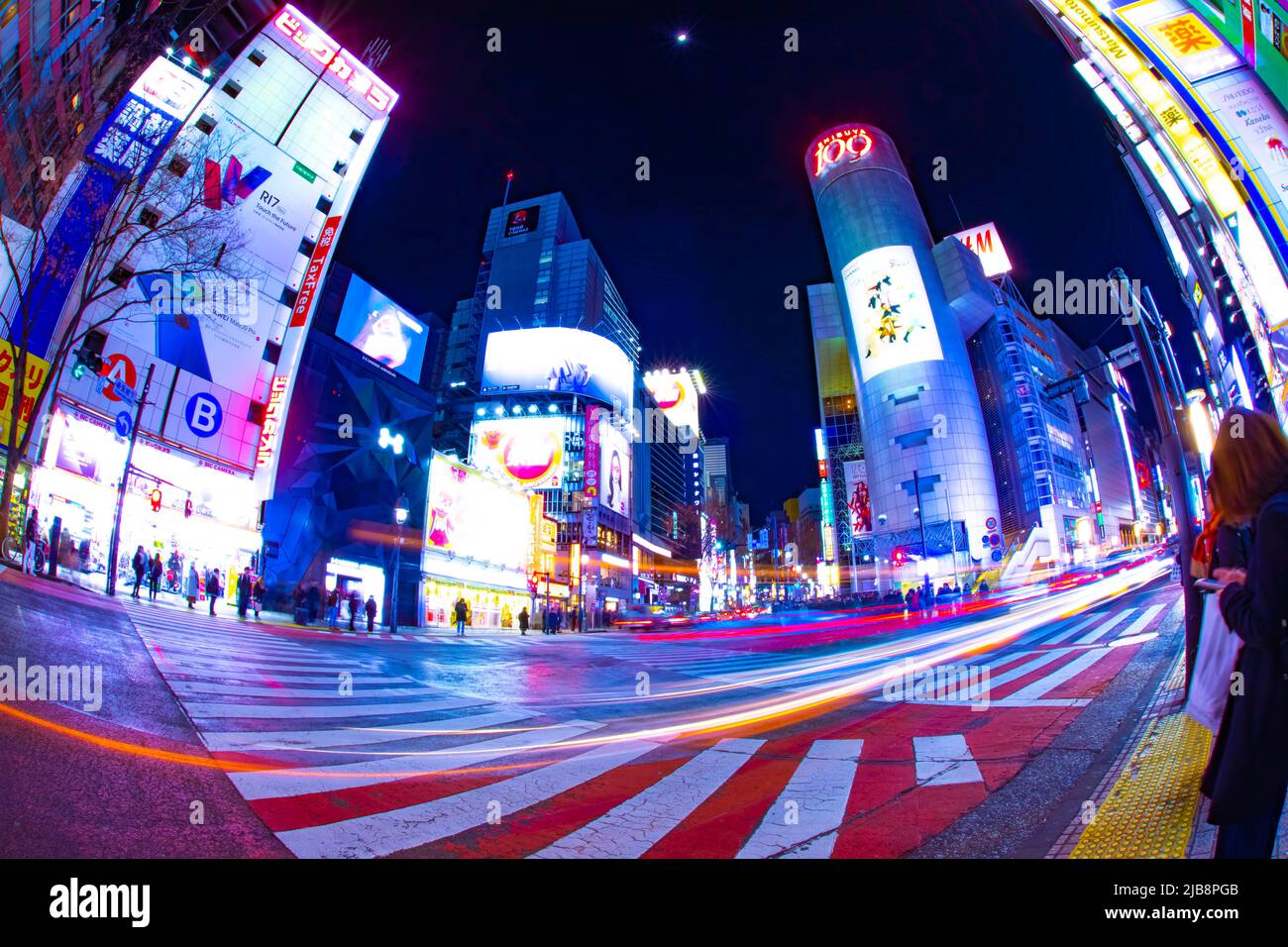 Night crossing at the neon town in Shibuya Tokyo Stock Photo - Alamy