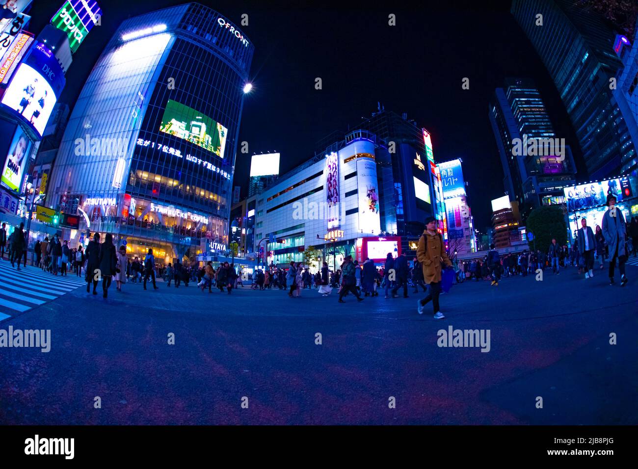 Night crossing at the neon town in Shibuya Tokyo Stock Photo - Alamy
