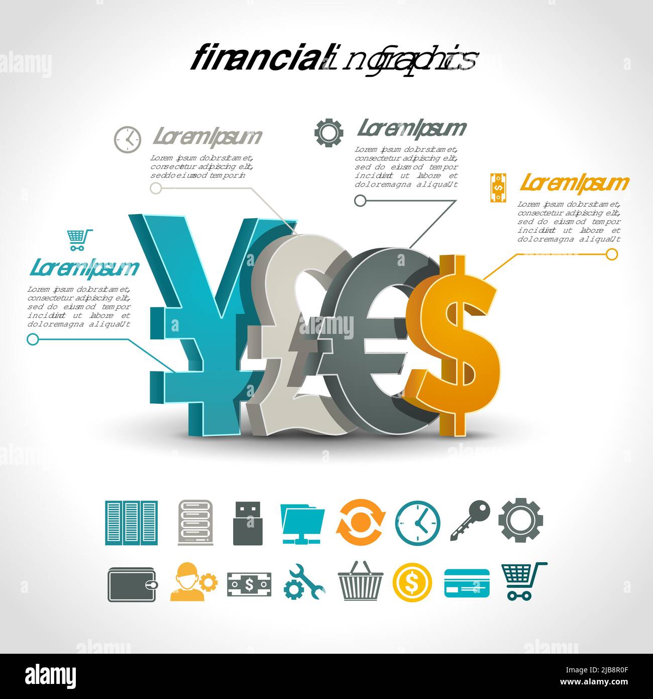Financial infographic set with 3d currency exchange signs vector ...